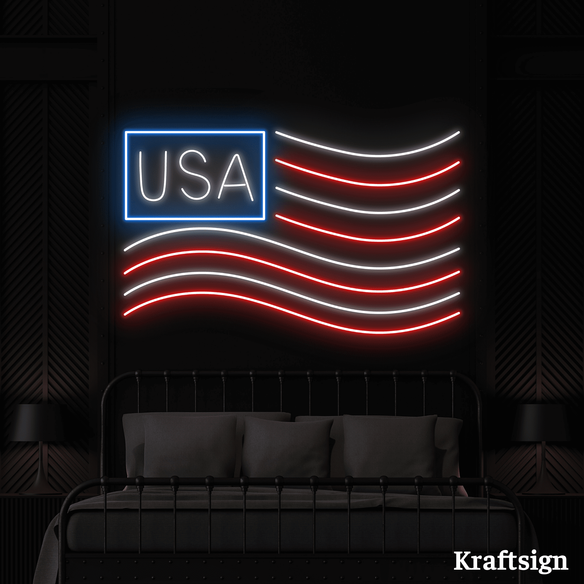 Craftnamesign USA Flag Neon Sign, American Gifts, Independence Day ...