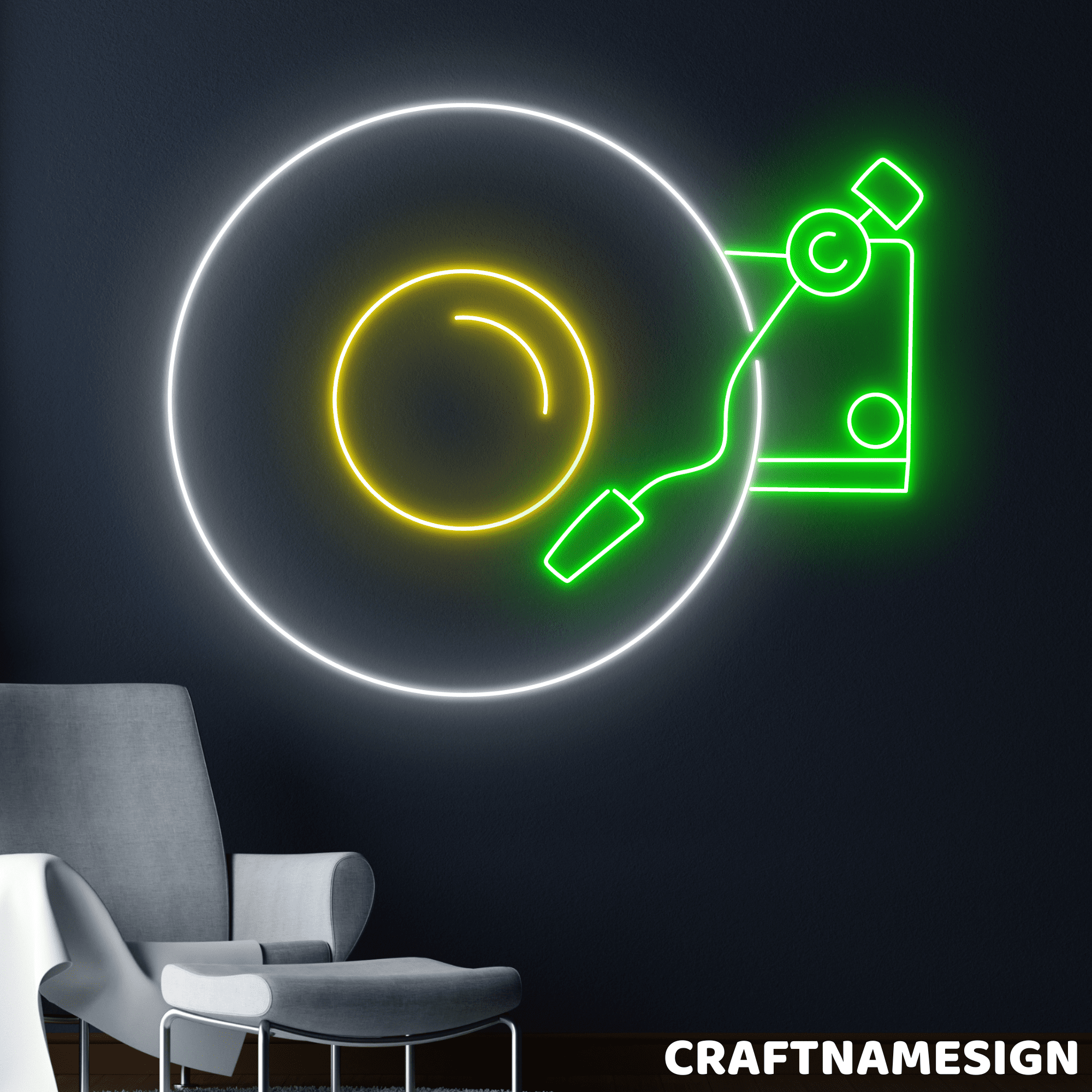 Craftnamesign Vinyl Neon Sign, Music Room Wall Art, Bedroom Led Light ...