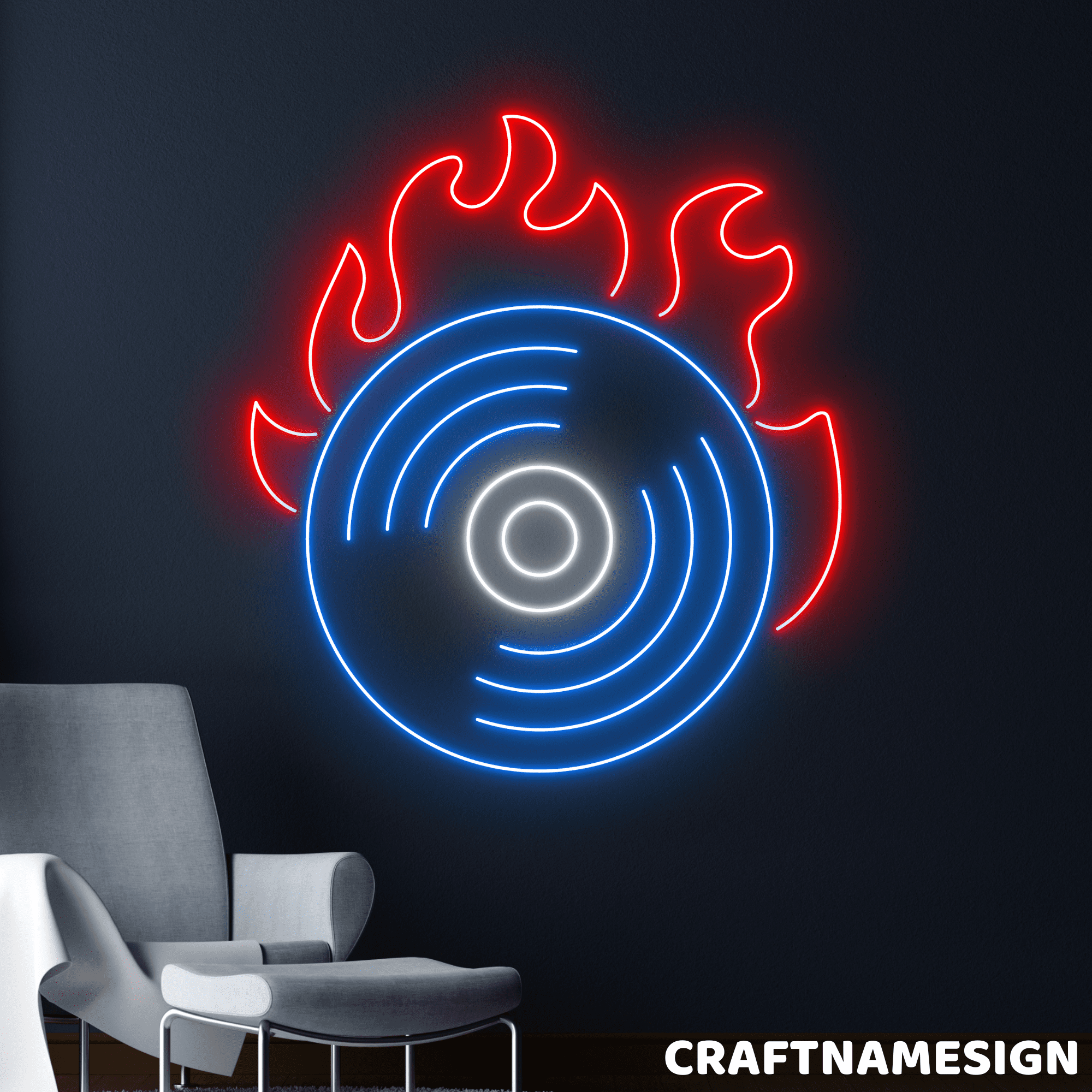 Craftnamesign Vinyl Record Fire Decor, Music Band Room Wall Decor, Bar ...