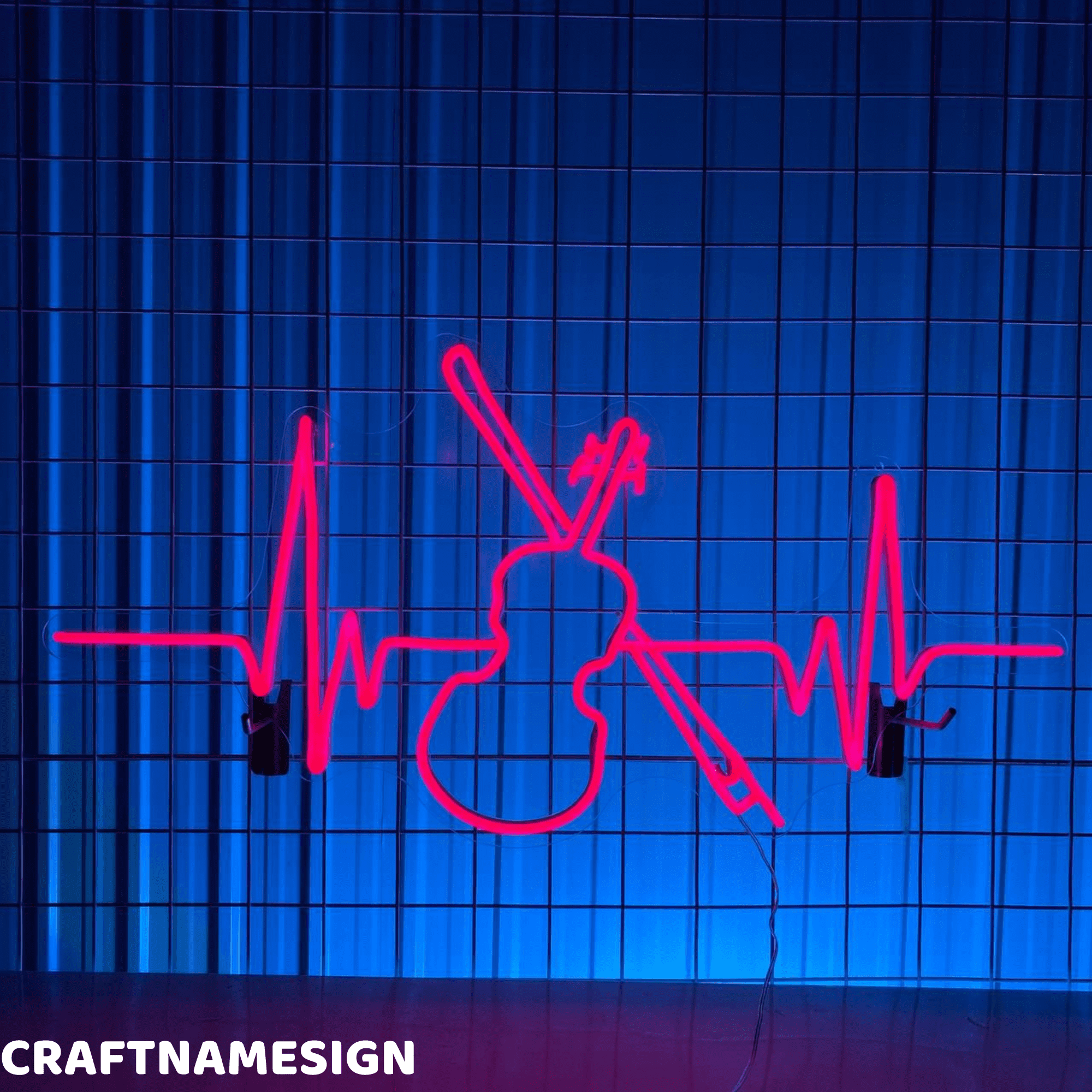 Craftnamesign Violin Heartbeat Neon Sign, Music Studio Wall Decor ...