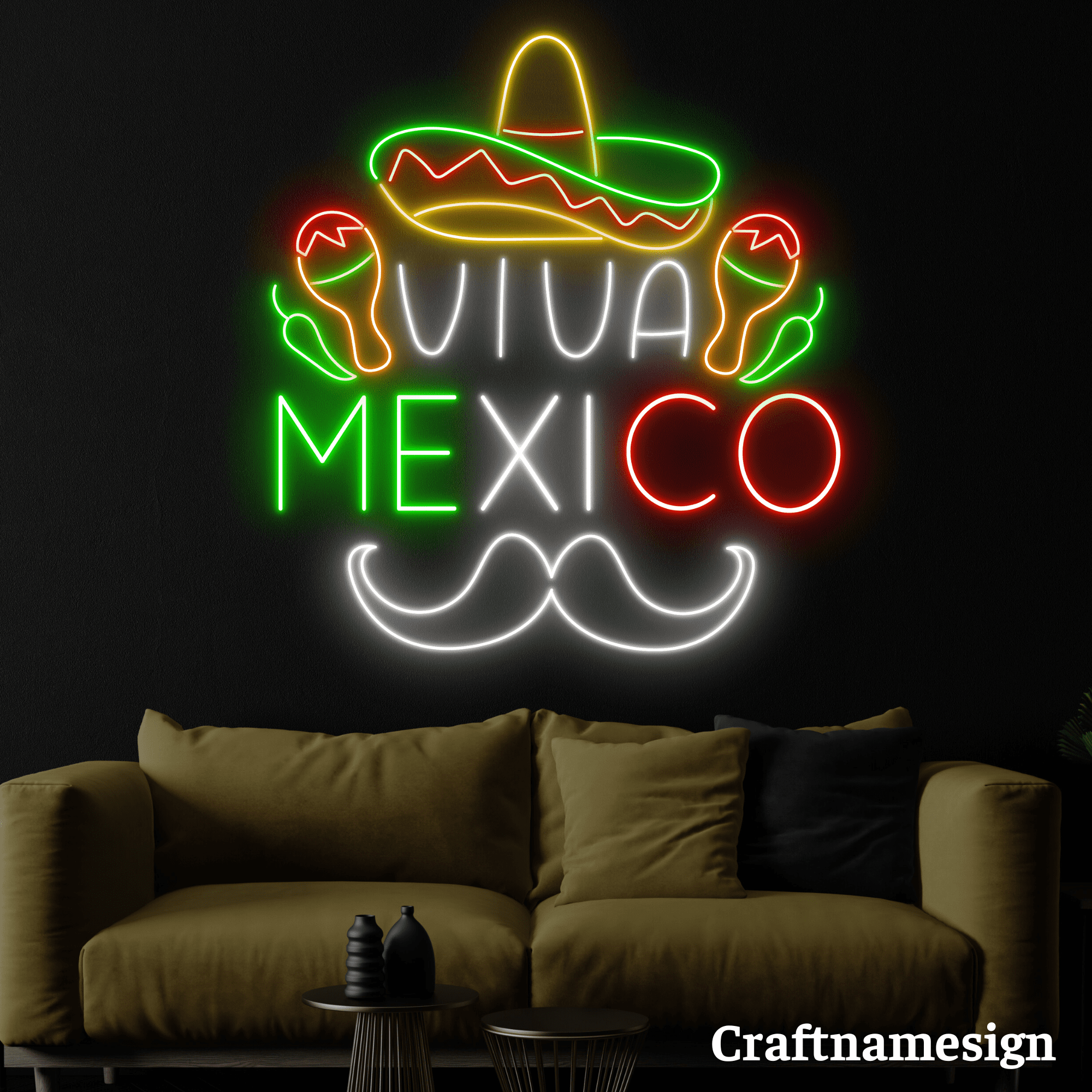 Craftnamesign Viva Mexico Neon Sombrero Hat Neon Sign for Mexican Bar ...