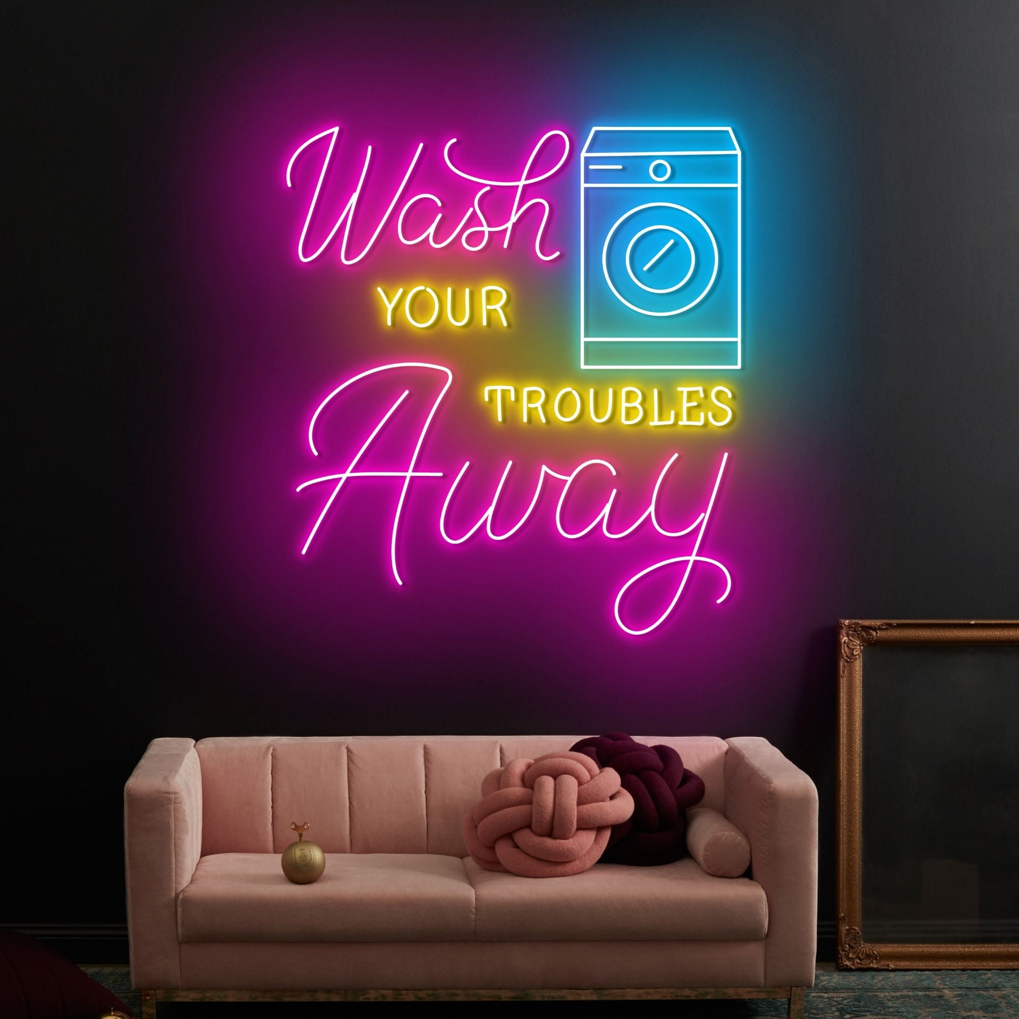 Craftnamesign Washing Your Troubles Away Neon Light, Washing Machine ...