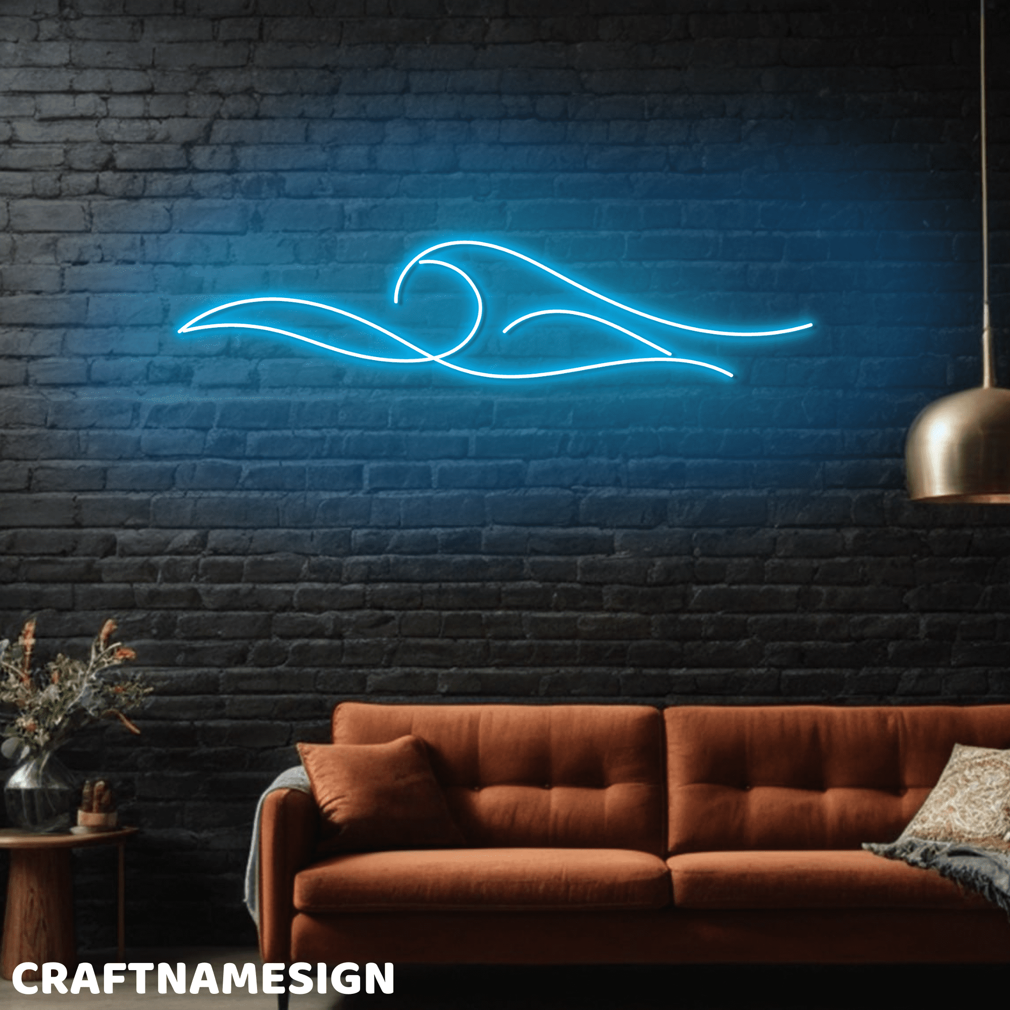 Craftnamesign Wave Artwork Neon Sign, Ocean Theme Wall Art, Home Room ...