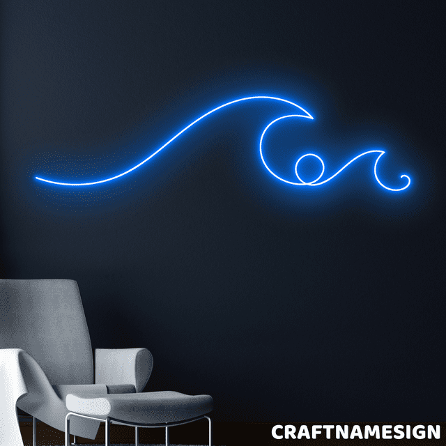 Craftnamesign Wave Line Art Neon Sign, Minimalist Wall Art, Bedroom ...
