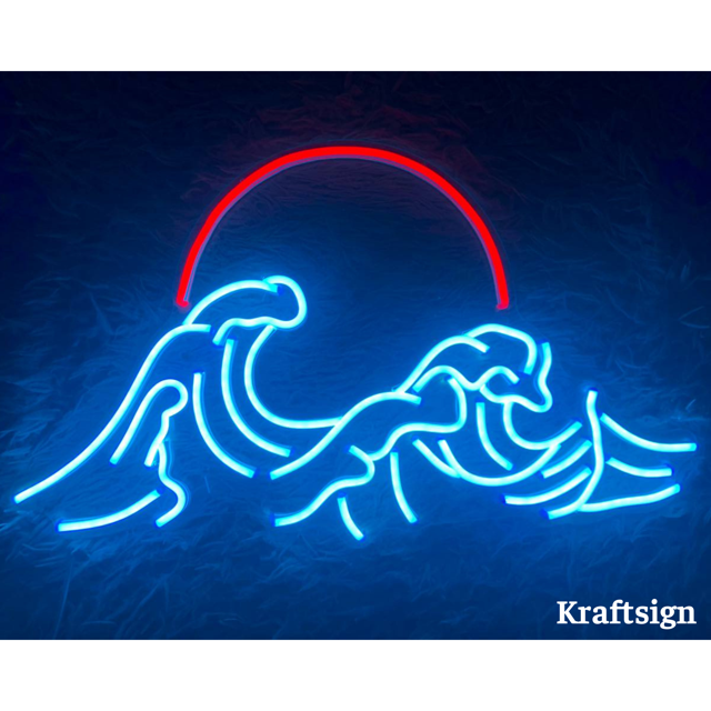Craftnamesign Wave Sun Neon Sign,Beach LED Signs,Bedroom Living Room ...