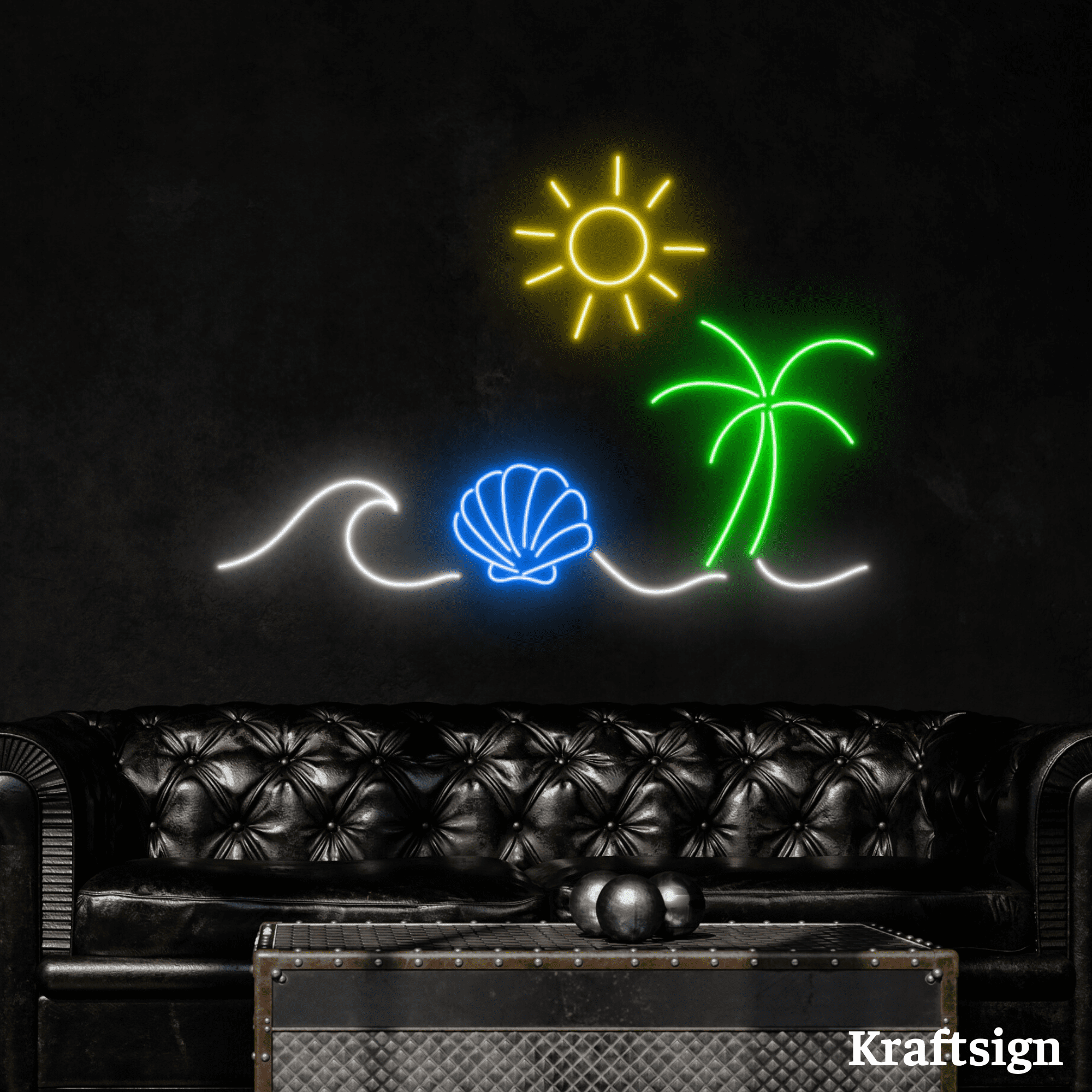 Craftnamesign Wave Sunrise Neon Sign, Beach LED Sign, Summer Vibes ...