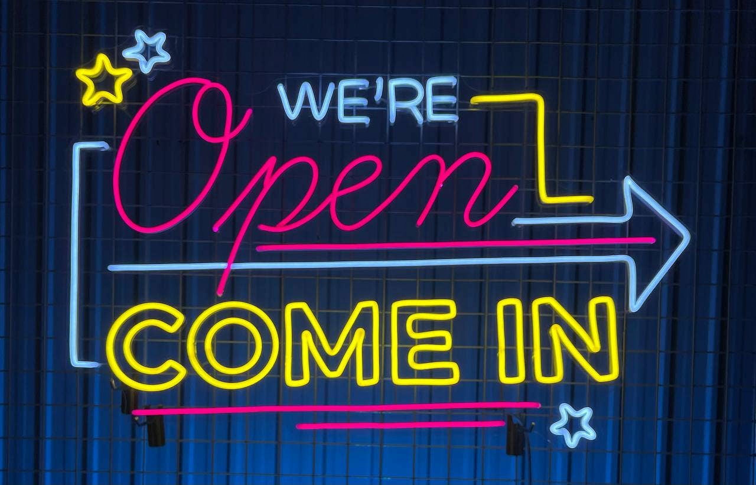 Craftnamesign We Are Open Come in Neon Signs, Open Welcome LED Signage ...