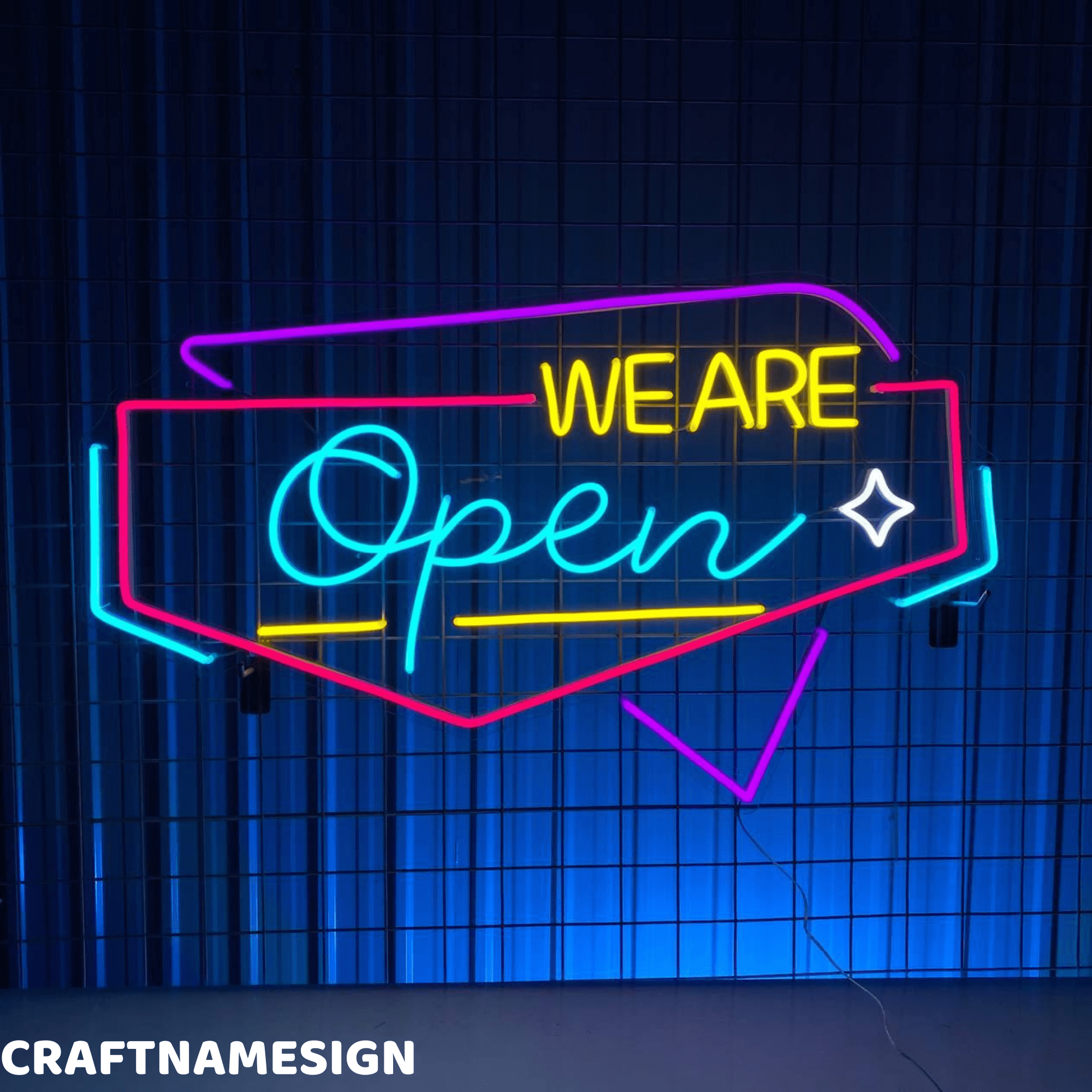 Craftnamesign We Are Open Neon Sign, Open Shop Wall Art, Business Bar ...