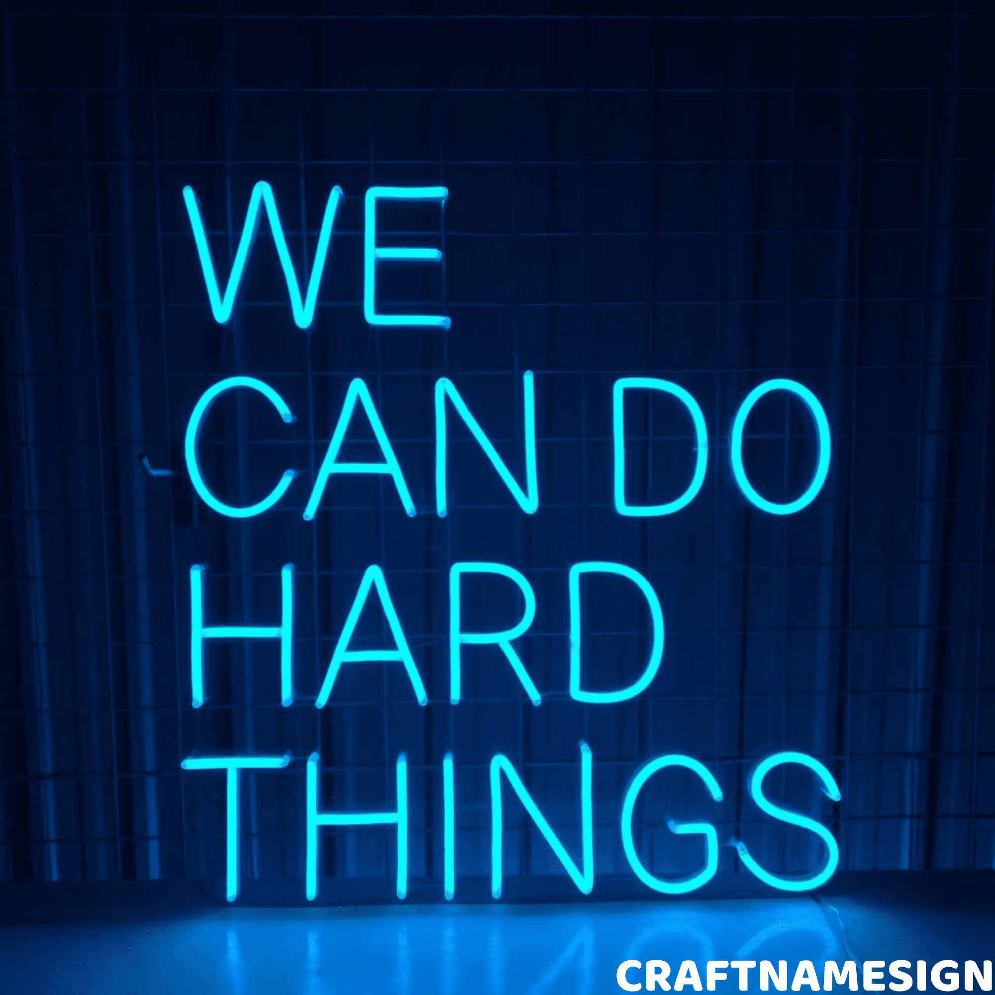 Craftnamesign We Can Do Hard Things Neon Sign, Gym Wall Art, Office ...