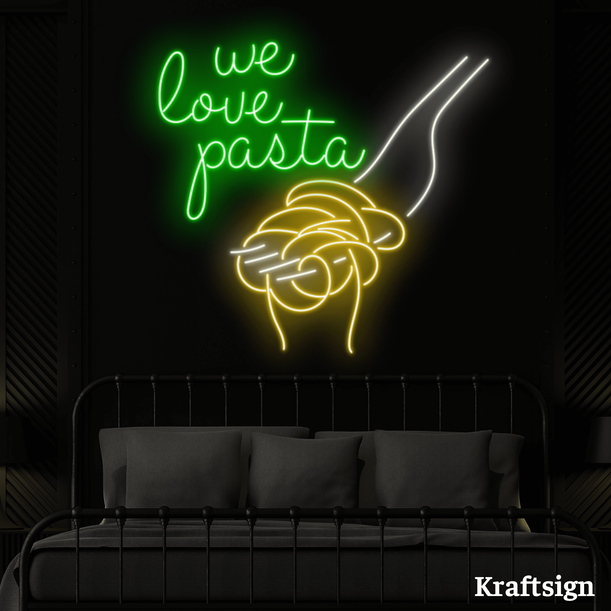 Craftnamesign We Love Pasta Neon Sign, Pasta Restaurant Decor, Pasta ...
