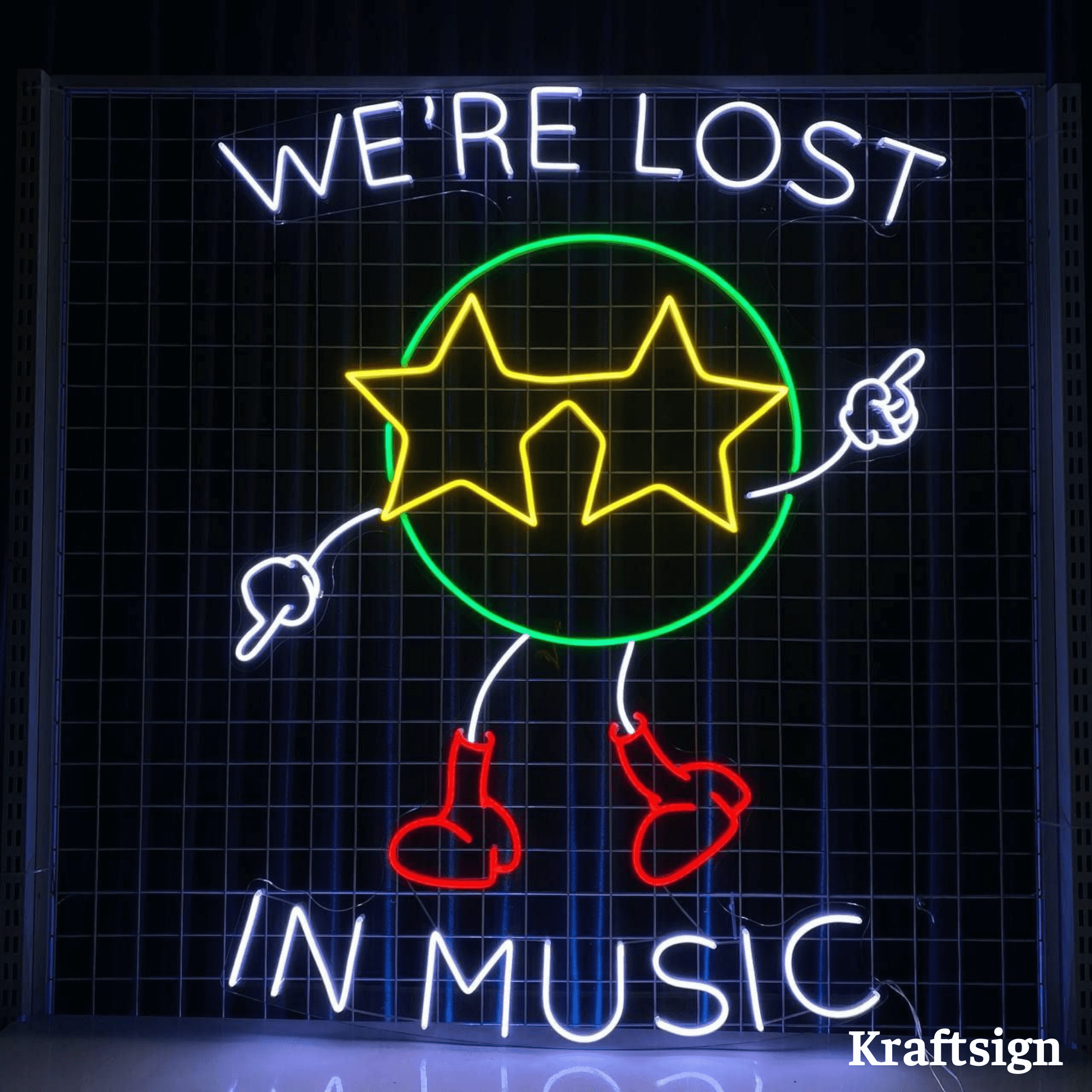 Craftnamesign We're Lost In Music Neon Sign, Music Studio Sign, Room ...