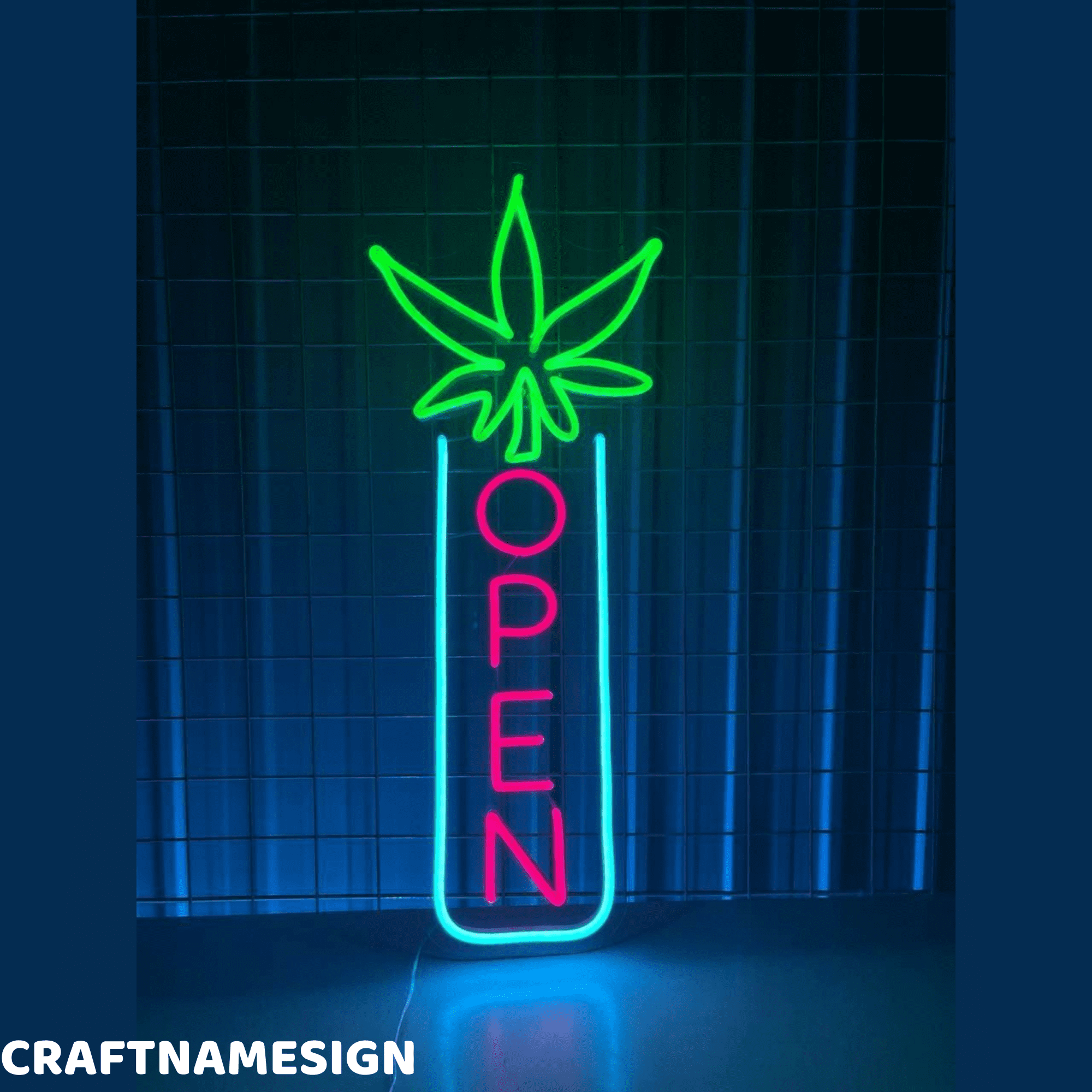 Craftnamesign Weed Leaf Open Neon Sign, Smoking Store Wall decor, Bar ...