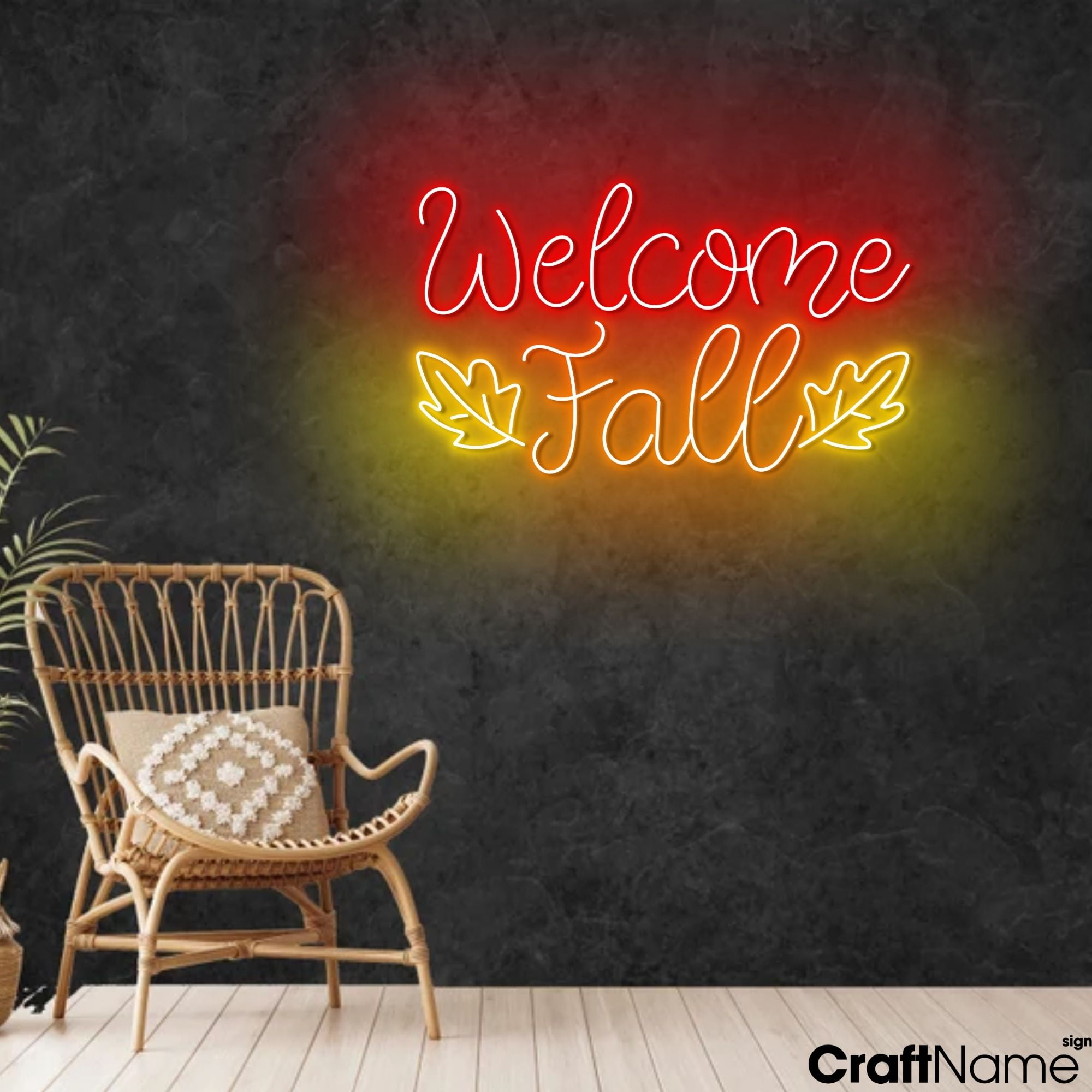 Craftnamesign Welcome Fall Neon Sign, Autumn Season LED Light For Store ...