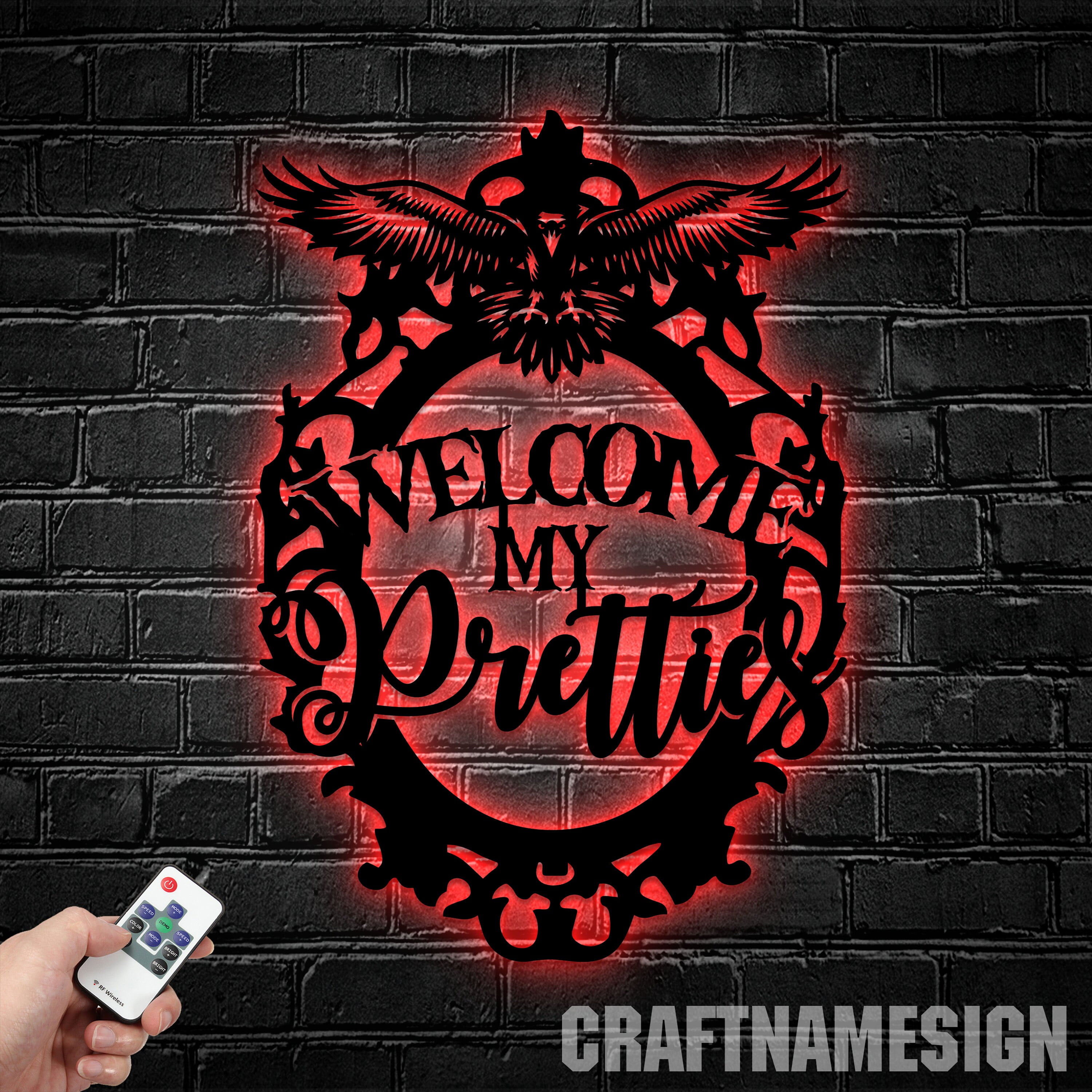 Craftnamesign Welcome My Pretties Metal Wall Art With Led Lights ...