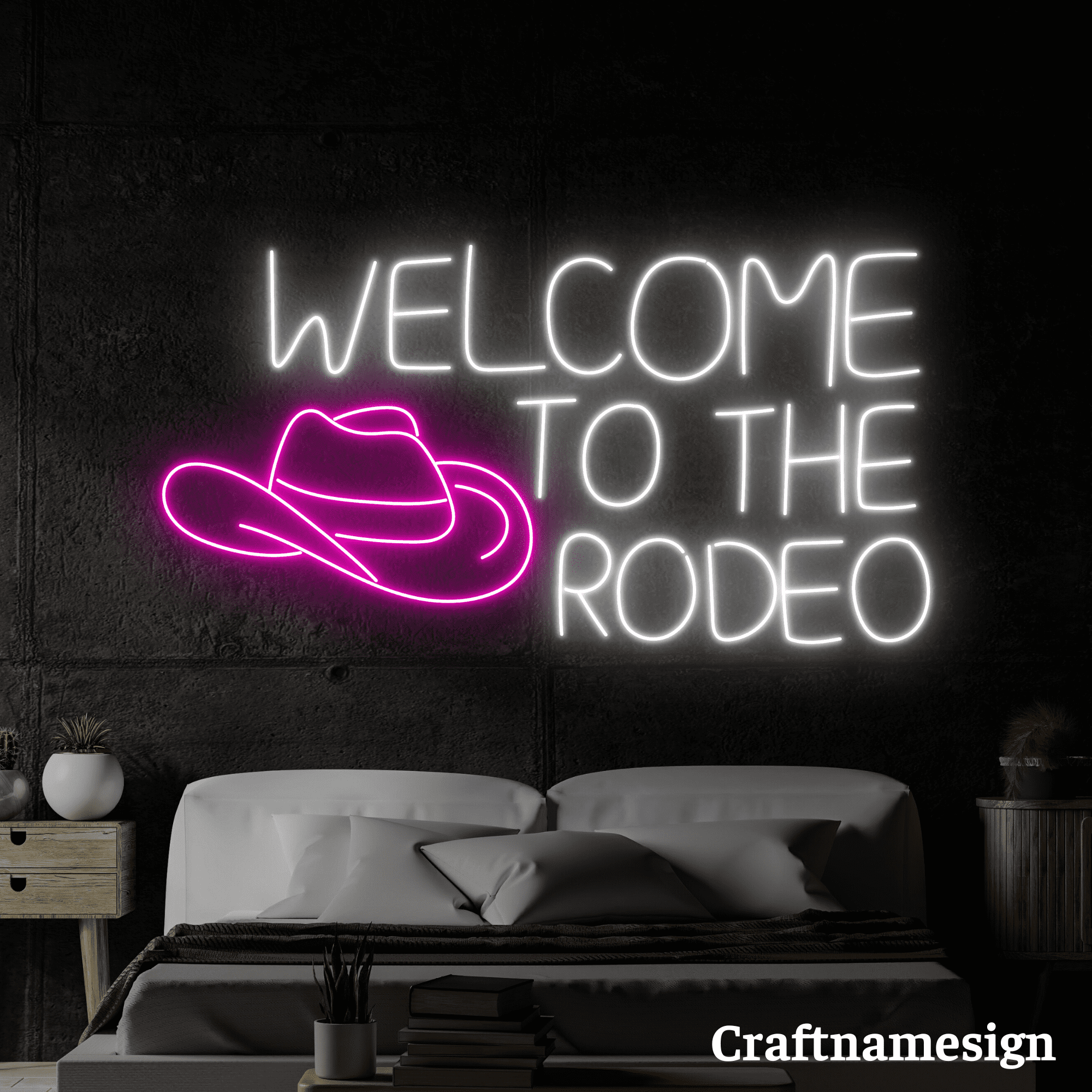 Craftnamesign Welcome To The Rodeo Neon Sign for Cowboy Room Bedroom ...