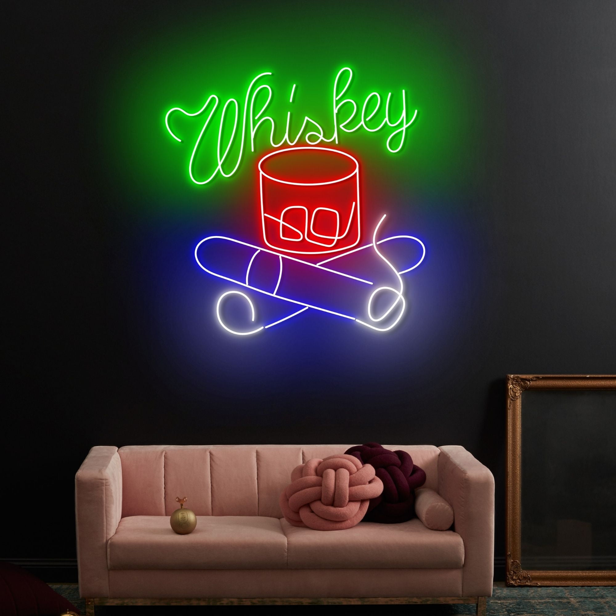 Craftnamesign Whiskey And Smoke Neon Light, Whiskey Bar Led Sign ...