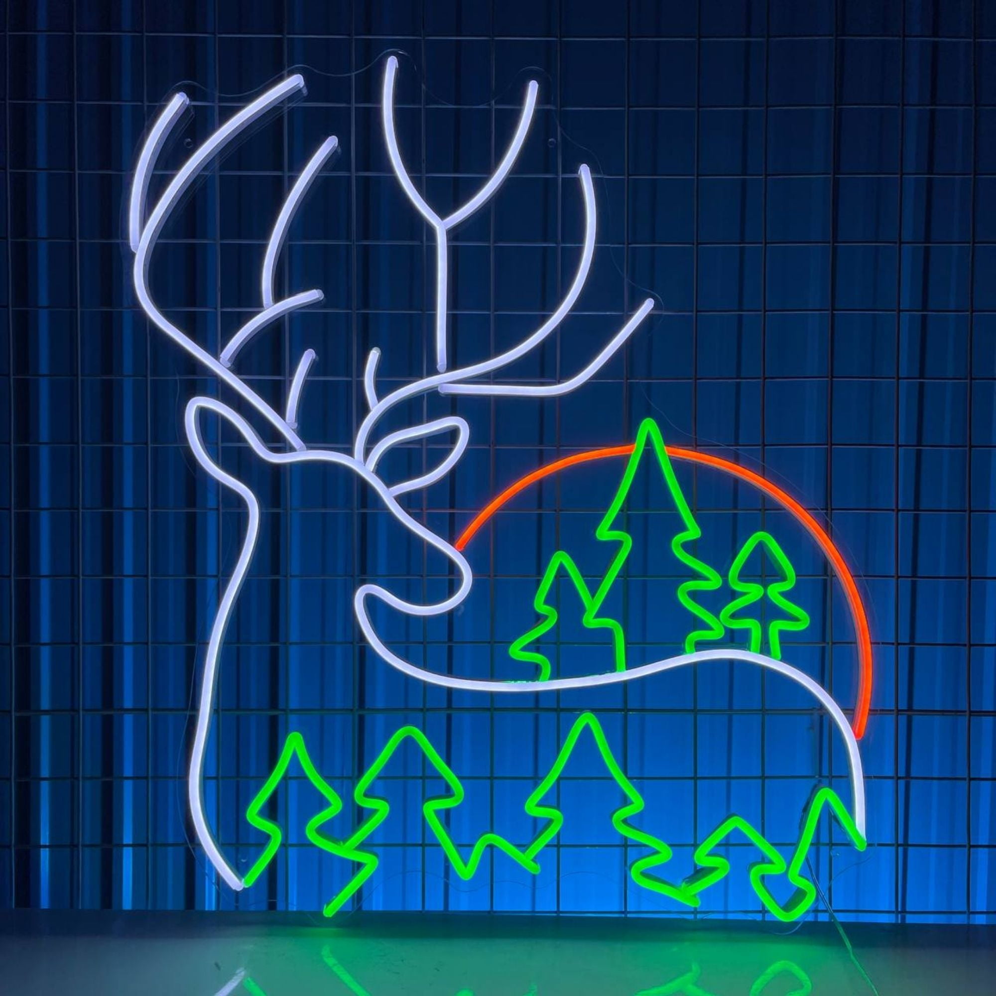 Craftnamesign Wild Deer Neon Light, Deer Hunting LED Sign Wall Art ...