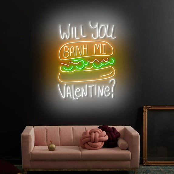 Craftnamesign Will You Banh Mi Valentine Neon Sign, Banh Mi Vietnamese ...