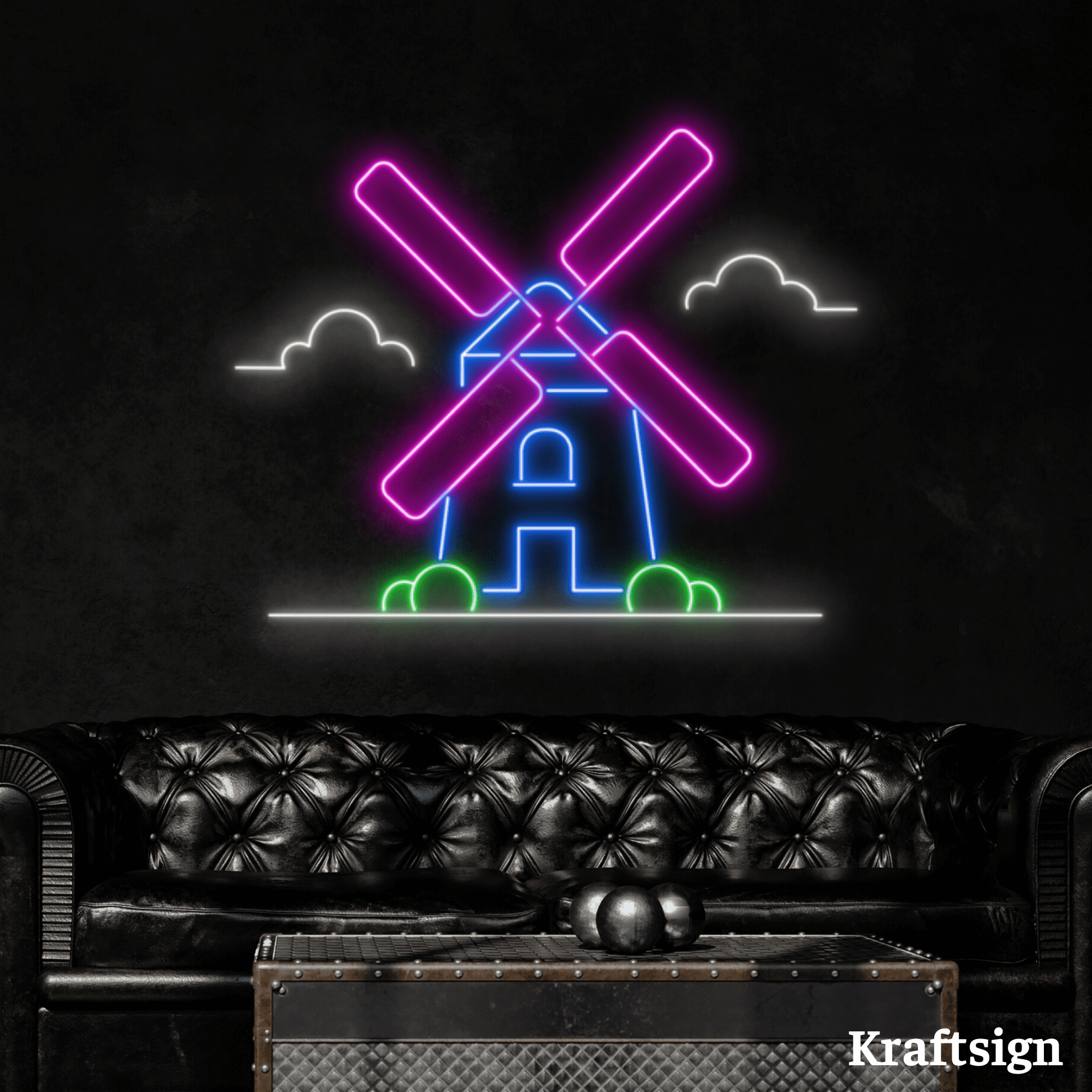 Craftnamesign Windmill Neon LED Sign, Bedroom Decor, Kids Room Wall Art ...