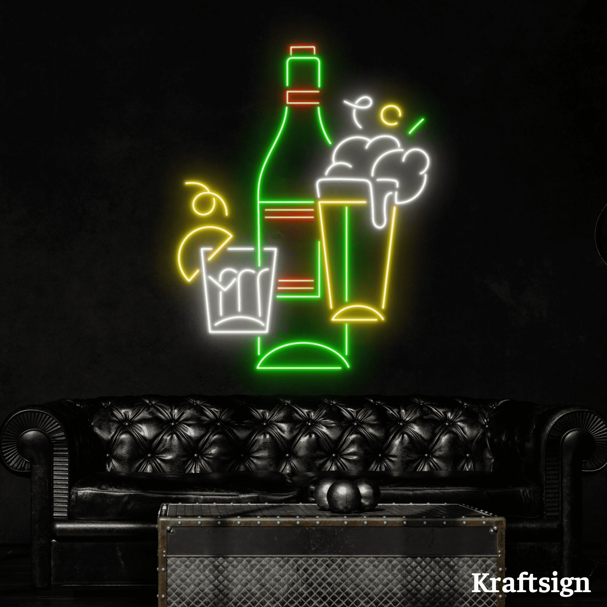 Craftnamesign Wine Beer Tequila Neon Sign, Restaurant Decor, Bar Club ...