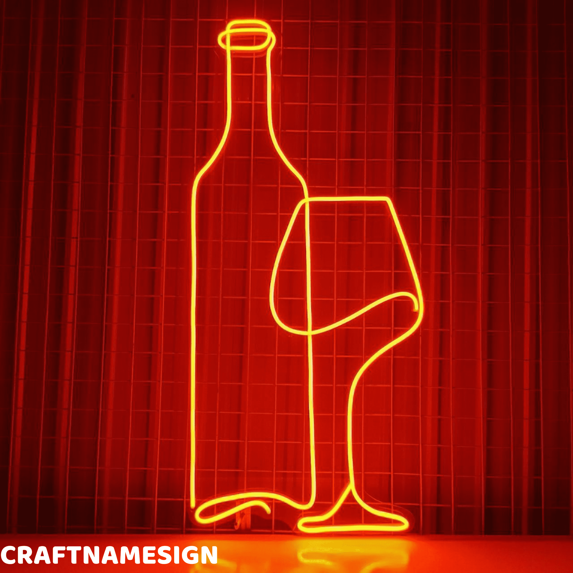 Craftnamesign Wine Neon Sign, Wine And Goblet Wall Decor, Wine Bar Pub ...