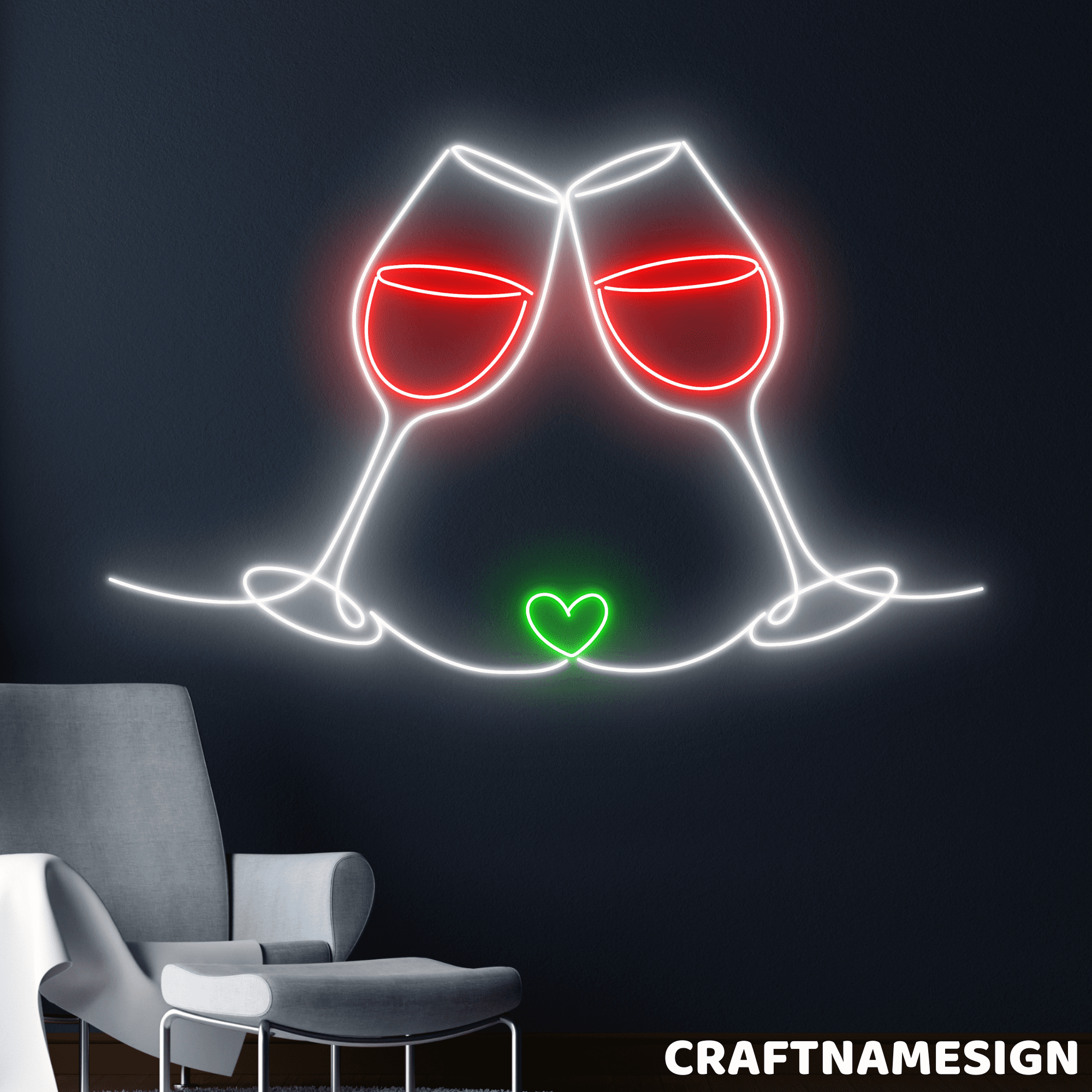 Craftnamesign Wine Neon Sign, Wine Bar Pub Lounge Wall Decor, Cheers ...