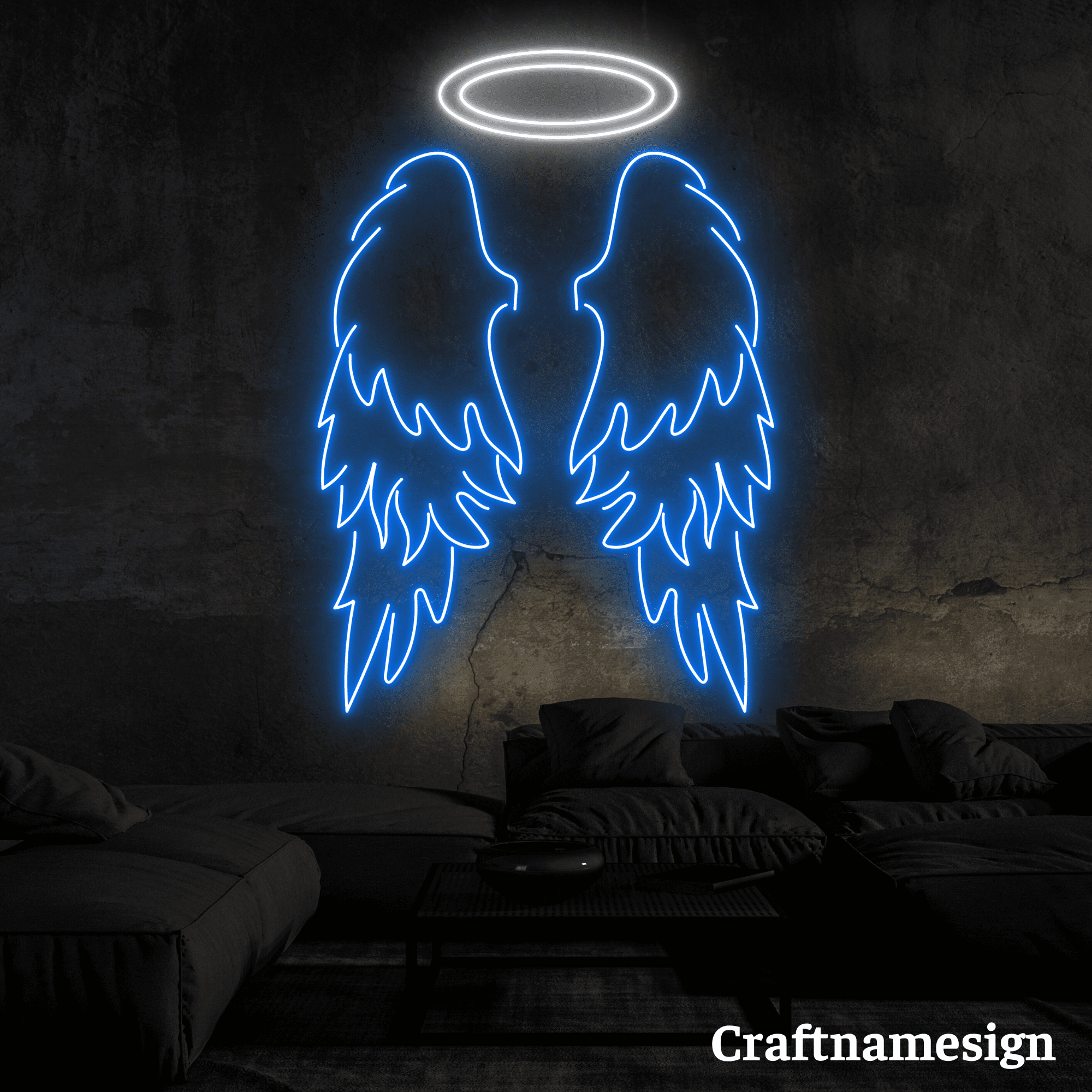 Craftnamesign Wings Angel Neon Sign for Bedroom Bar Club Billiard Room ...