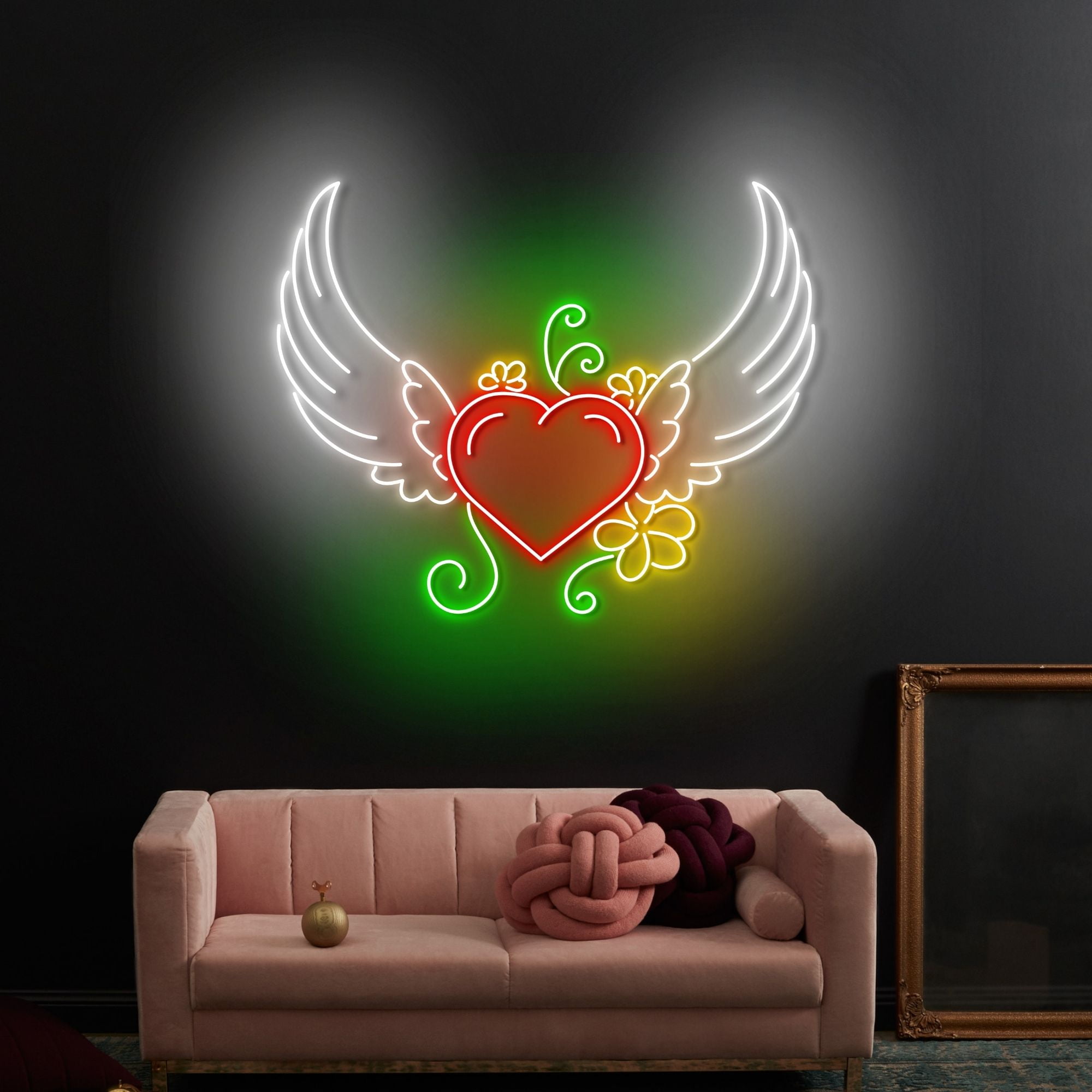 Craftnamesign Wings Heart Neon Art Signboard, Heart Wings Led Sign ...