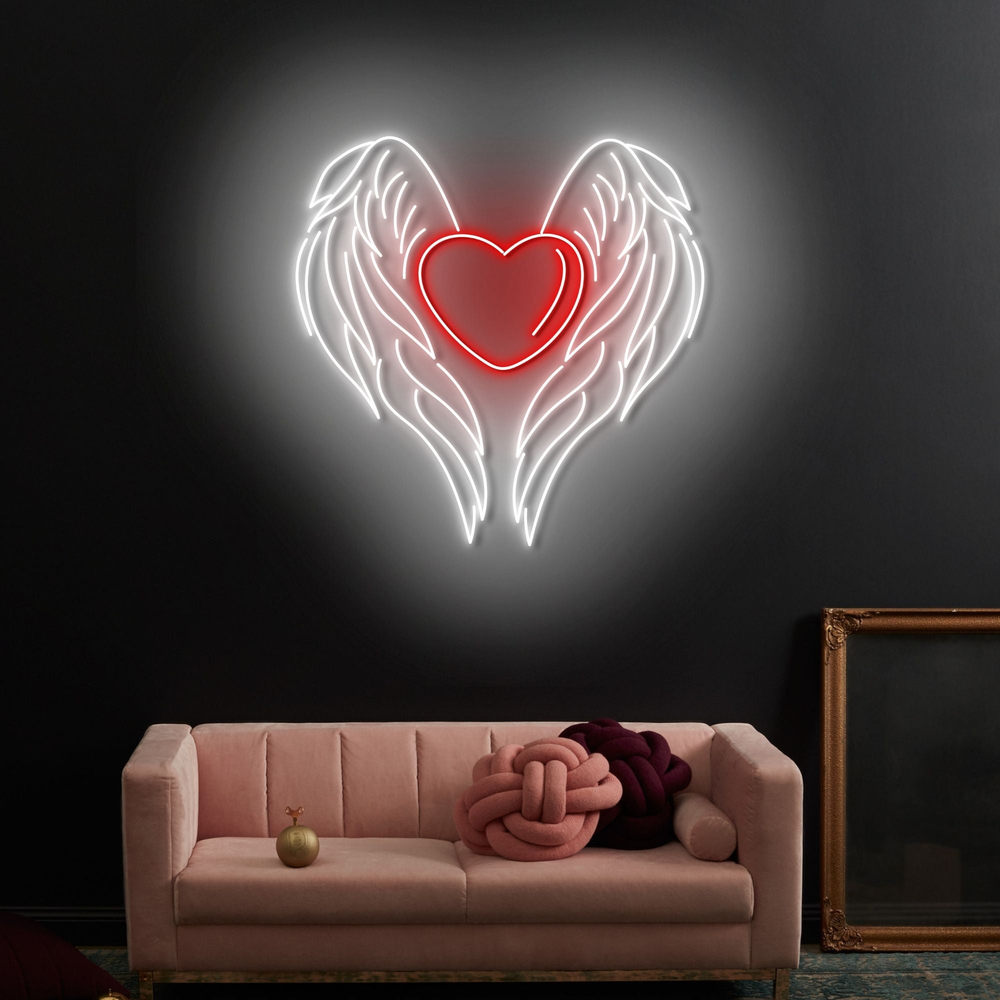 Craftnamesign Wings Heart Neon Sign, Heart Wings Led Sign For Wall ...