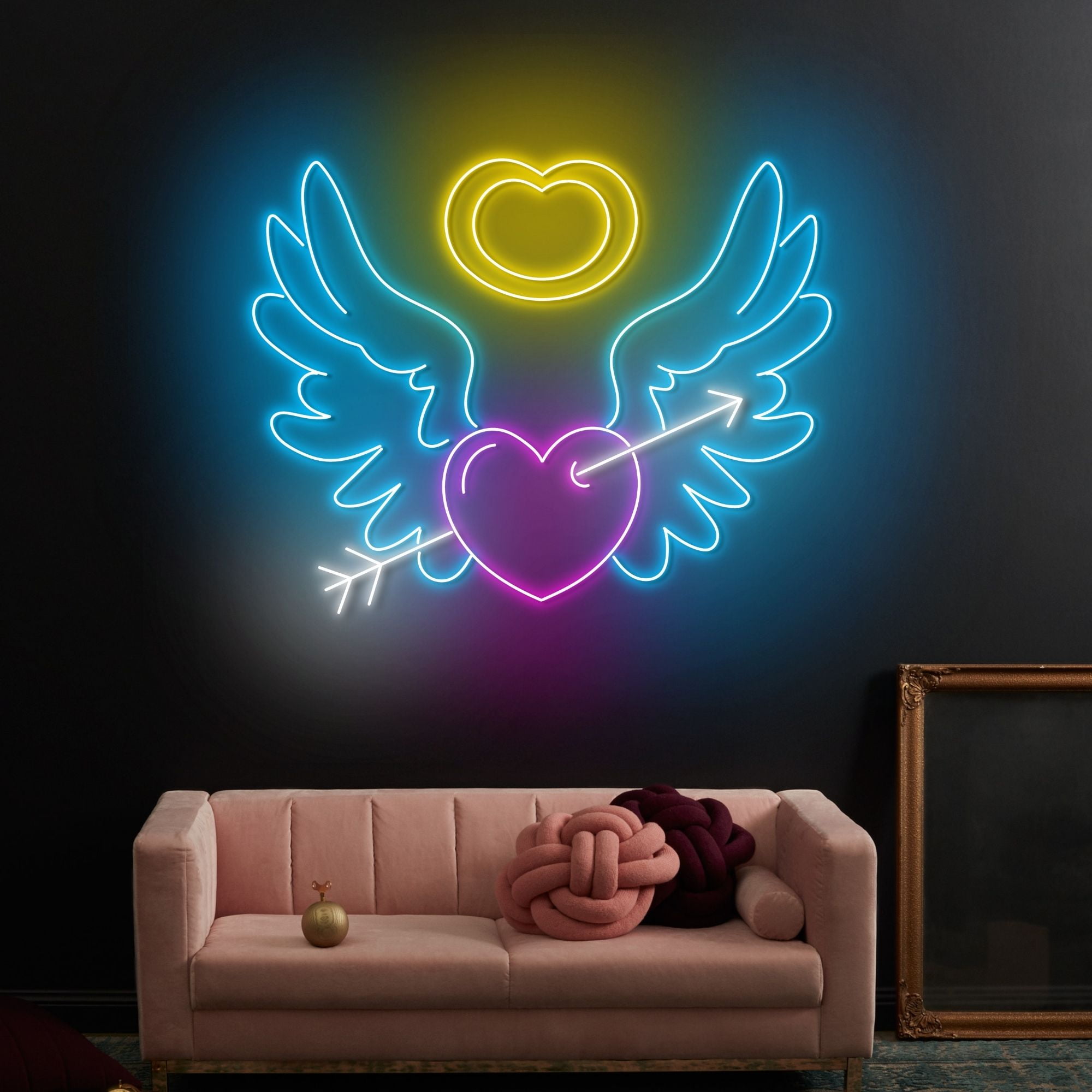 Craftnamesign Wings Heart Neon Signboard, Heart Wings Led Sign Decor ...