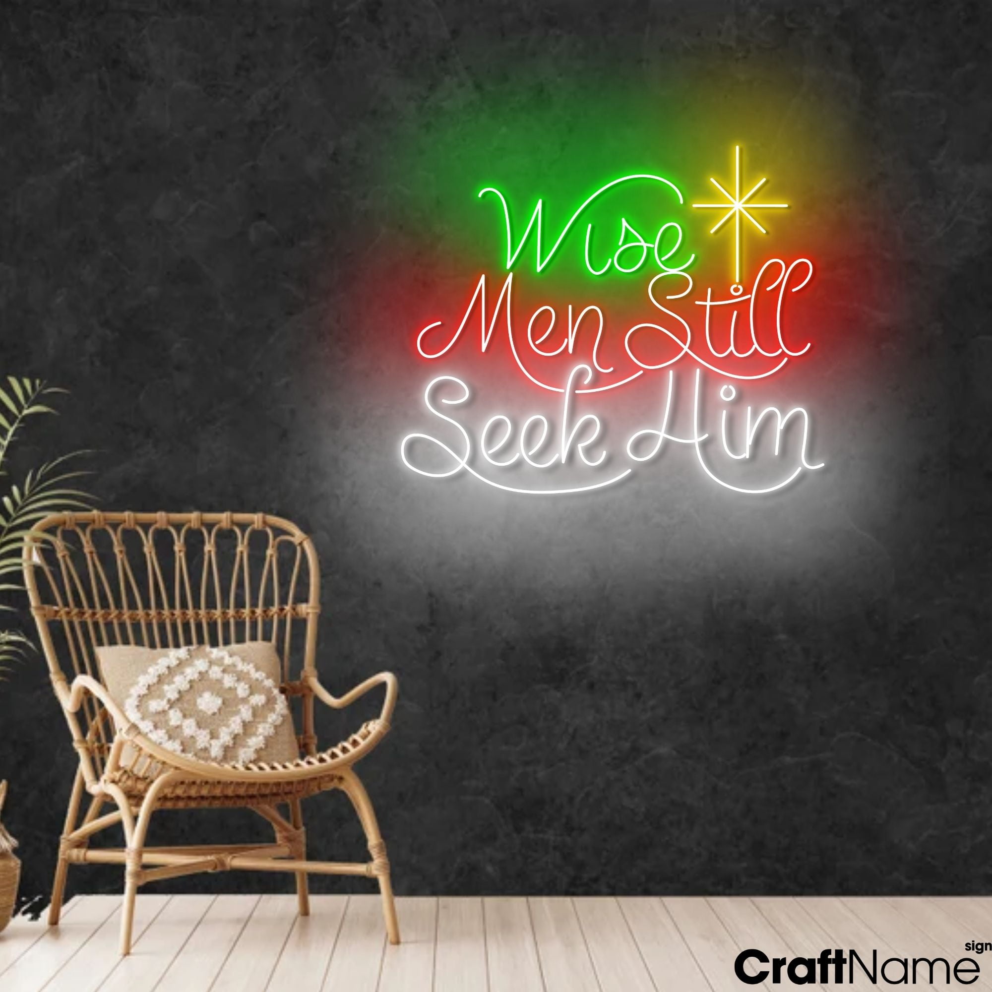 Craftnamesign Wise Men Still Seek Him Neon Sign, Jesus LED Light Wall ...
