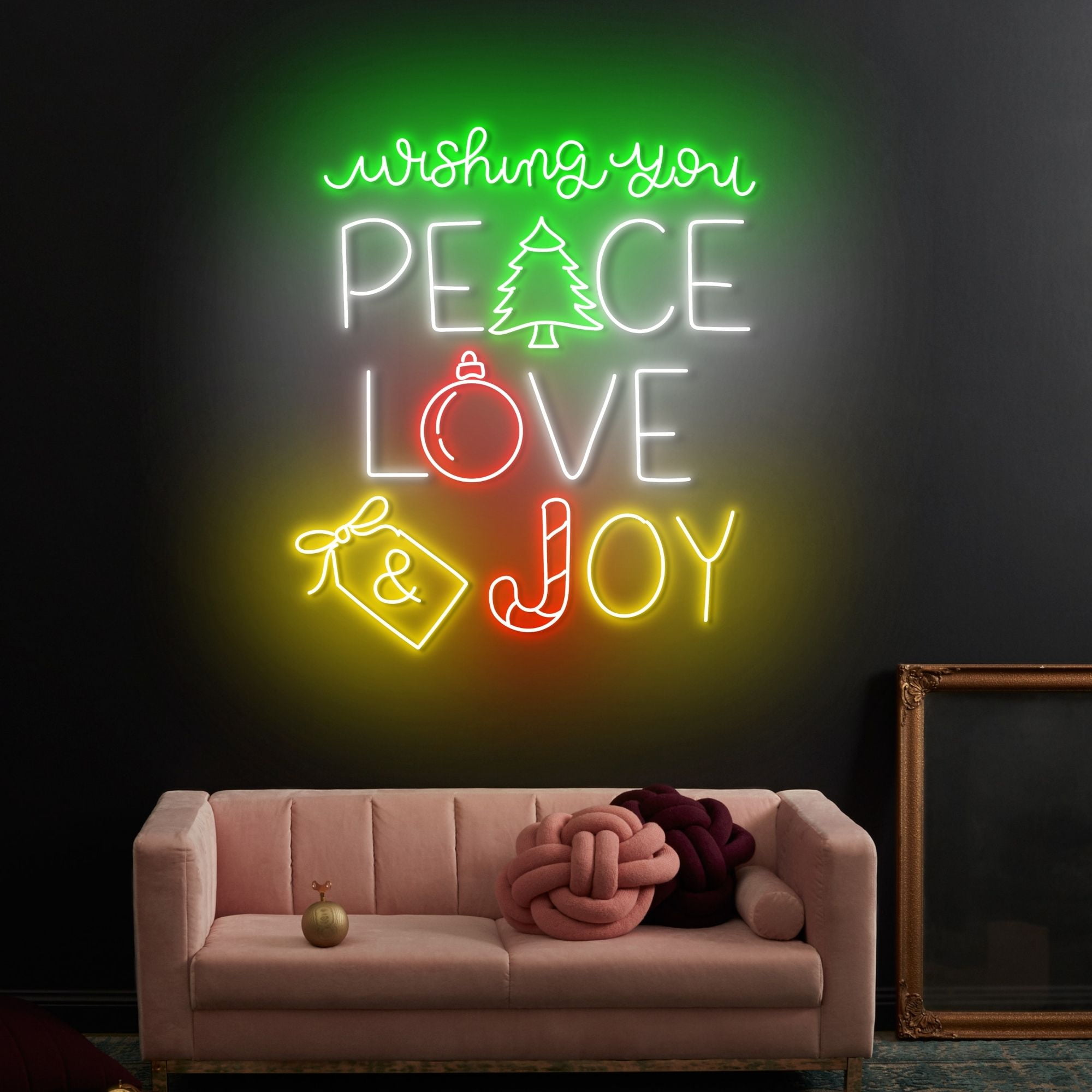 Craftnamesign Wishing You Peace Love Joy Neon Sign, Christmas LED Light ...