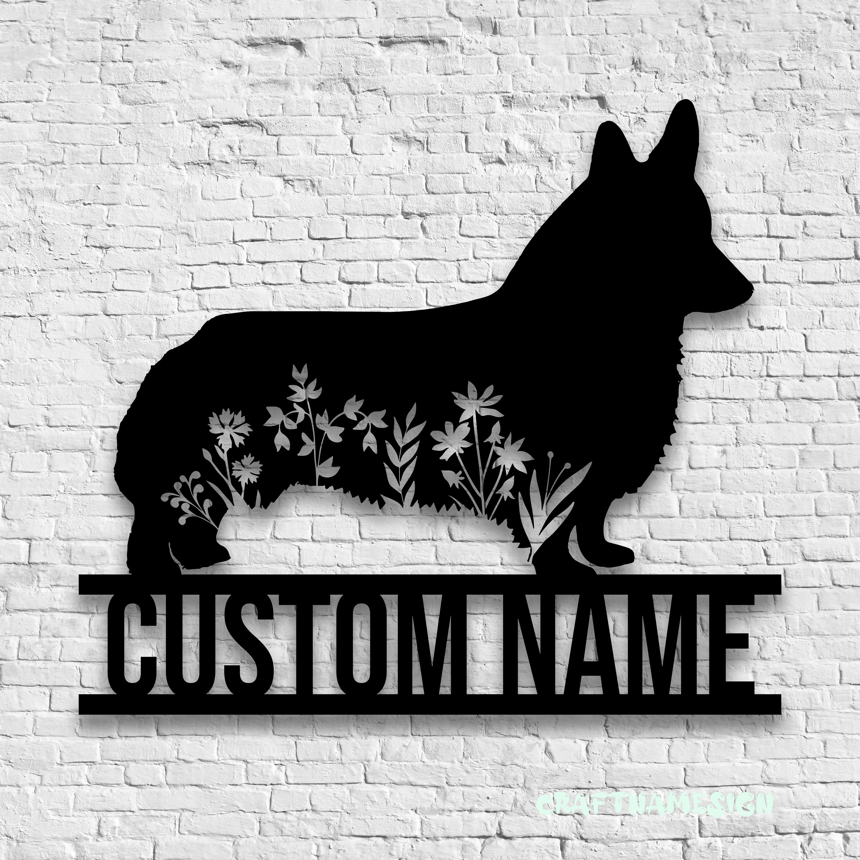 Craftnamesign Custom FLoral Cardigan Welsh Corgi Metal Wall Art LED ...