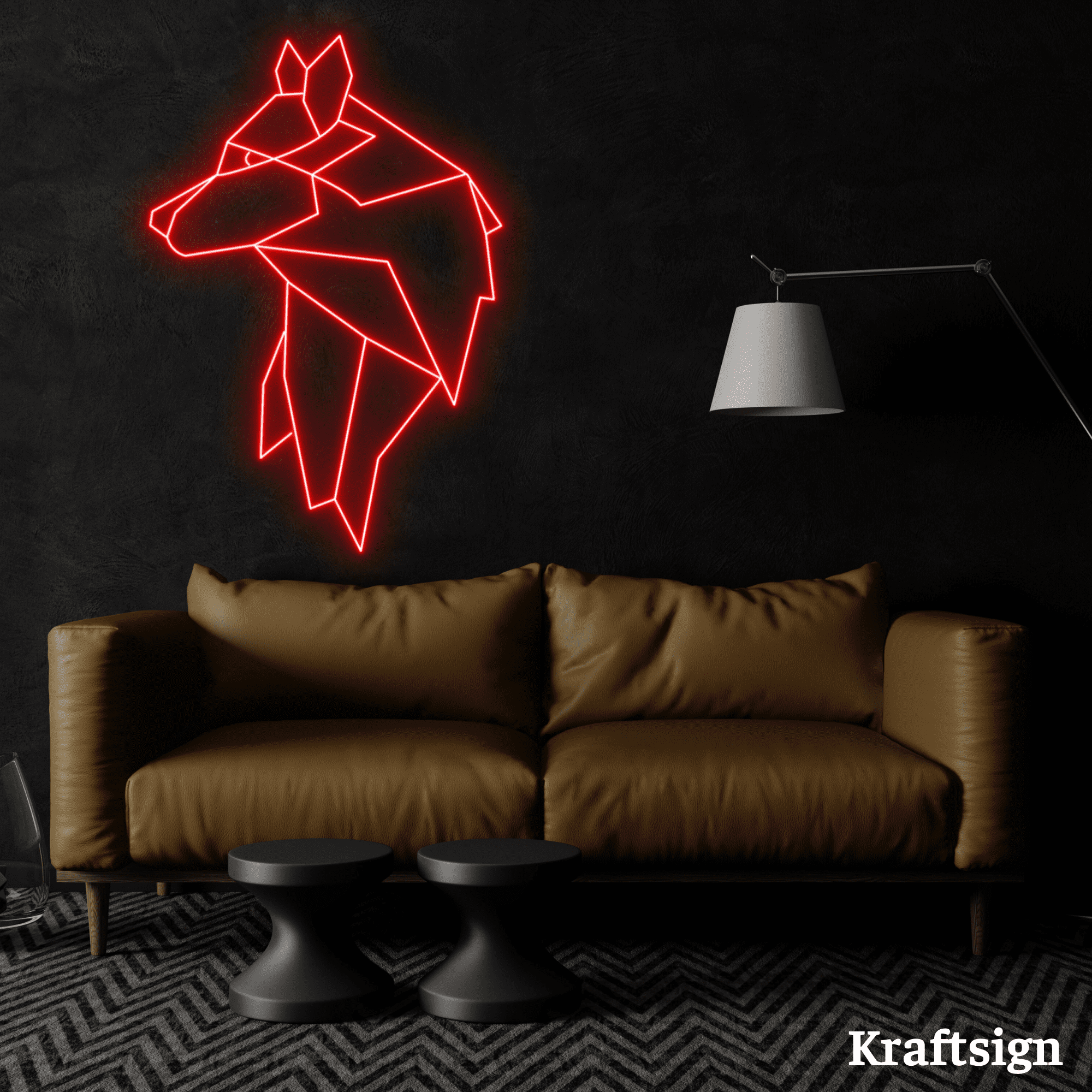 Craftnamesign Wolf Geometric Neon Sign, Wolf Wall Decor, Wolf LED Sign ...