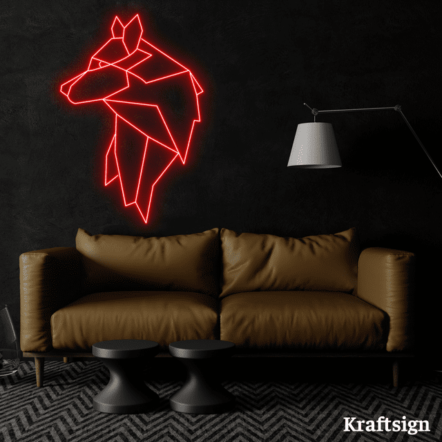 Craftnamesign Wolf Geometric Neon Sign, Wolf Wall Decor, Wolf LED Sign ...
