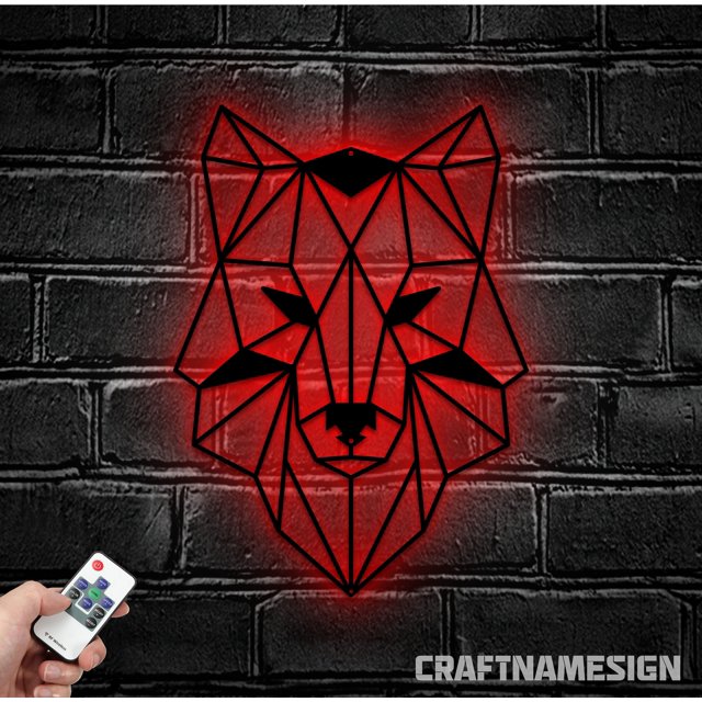Craftnamesign Wolf Metal Wall Art LED Light, Howling Wolf Sign Home ...