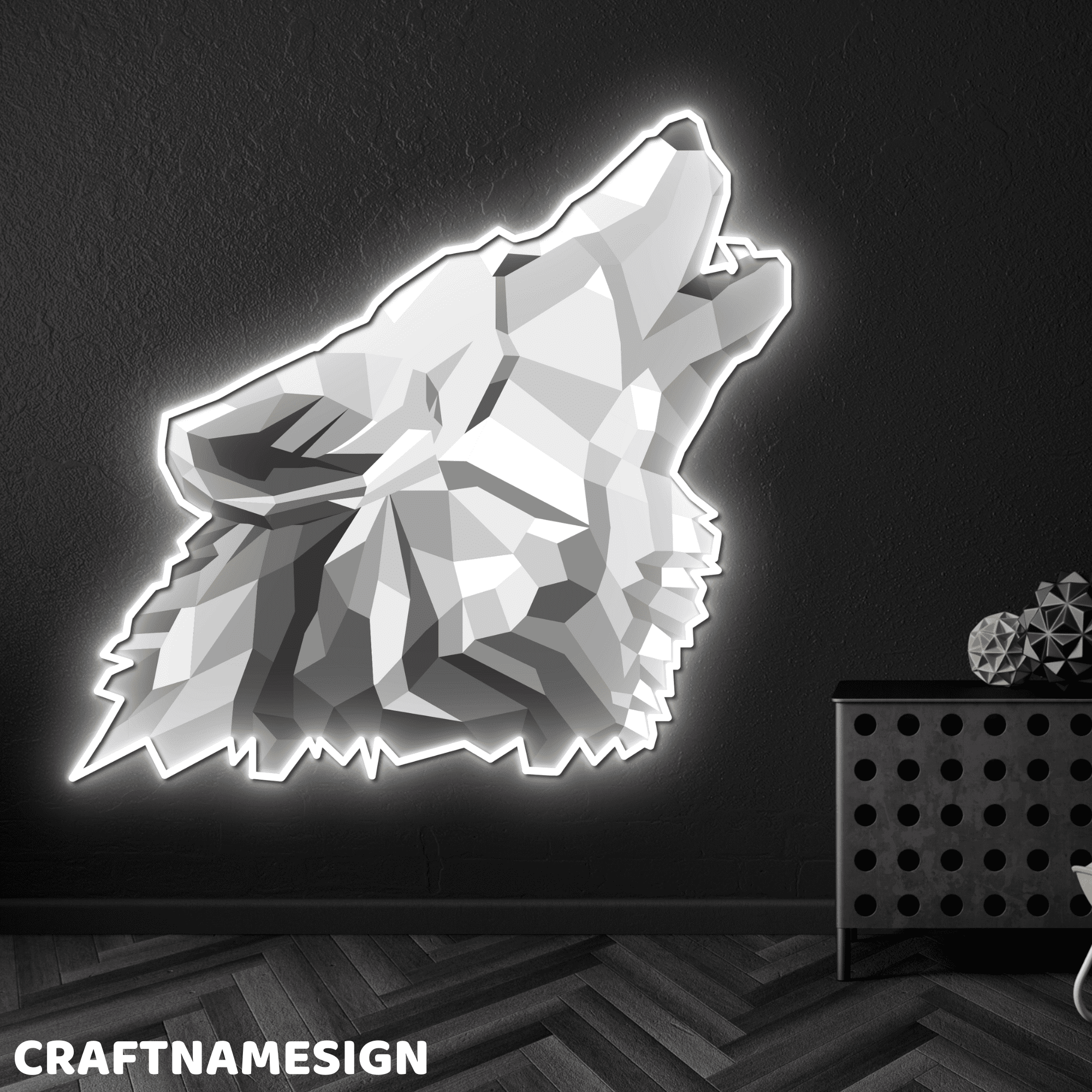 Craftnamesign Wolf Neon Decal, Living Room Wall Art, Bar Pub Wall Decor ...