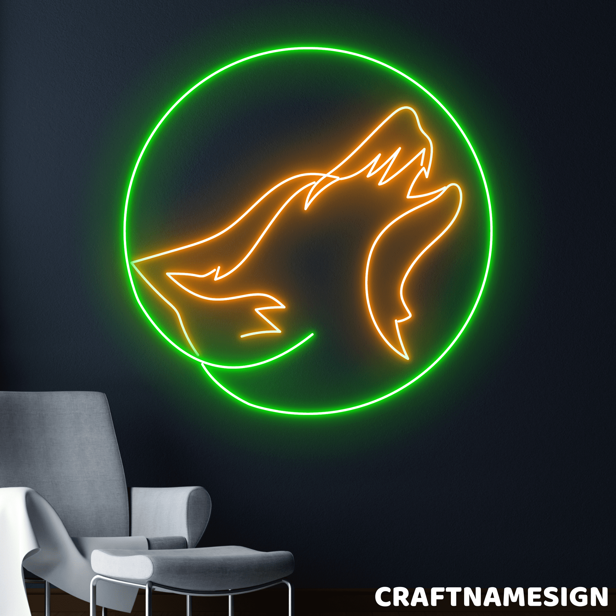 Craftnamesign Wolf Neon Sign, Minimalist Wall Art, Bar Pub Led Light ...