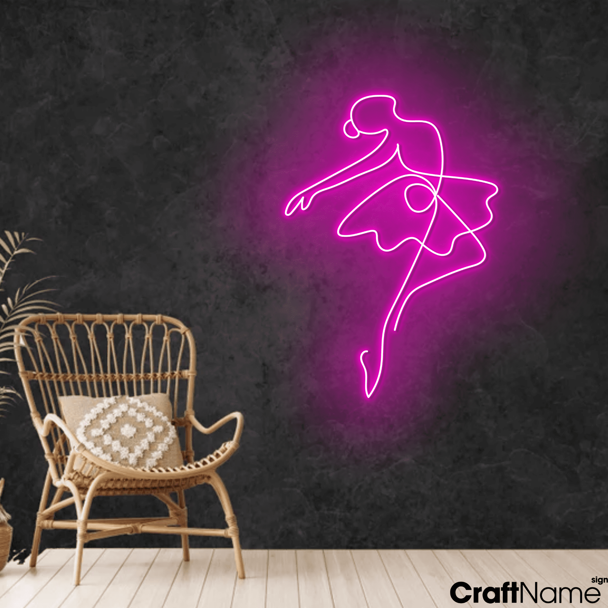 Craftnamesign Women Ballet Line Art Neon Light Sign For Dance Studio ...