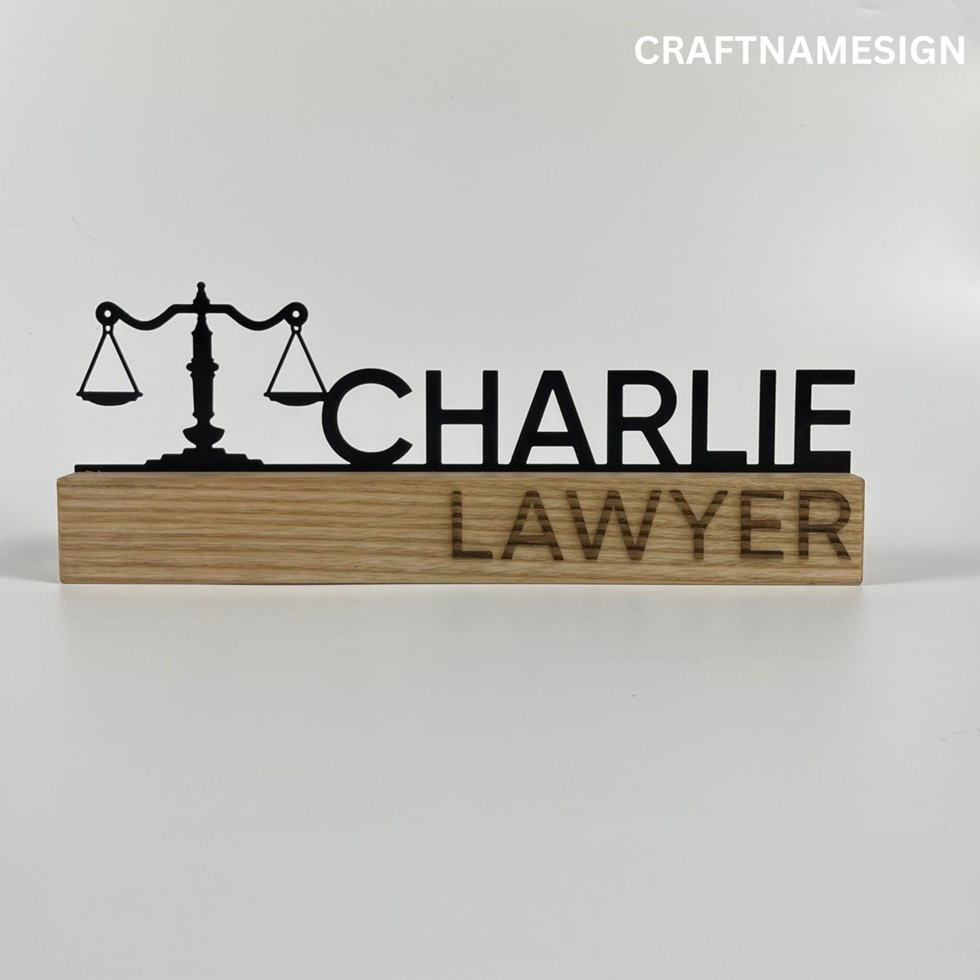 Craftnamesign Wooden Lawyer Desk Name Plate, Metal Nameplate, Law ...