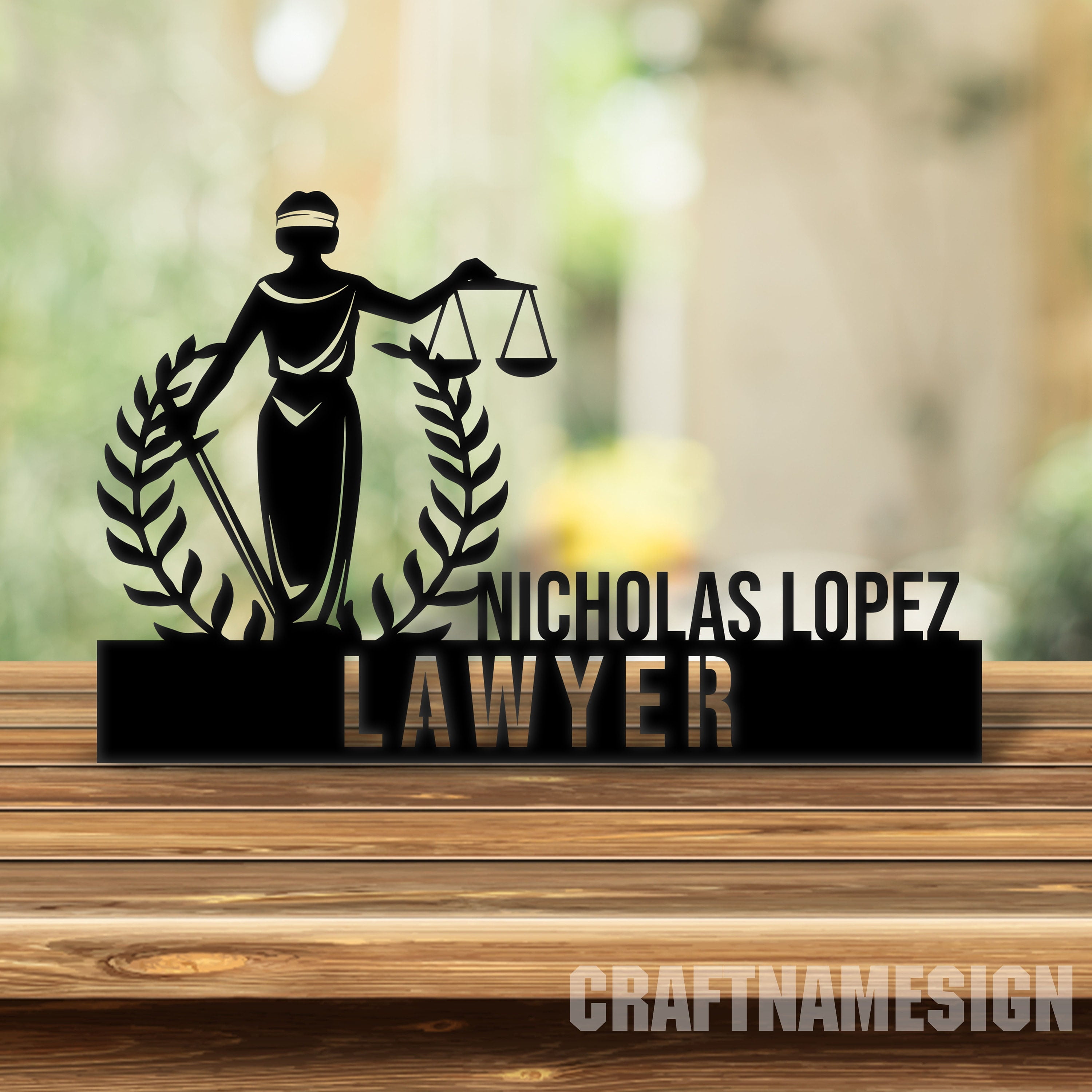 Craftnamesign Wooden Lawyer Desk Name Plate, Metal Nameplate, Lawyer ...