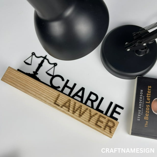 Craftnamesign Wooden Lawyer Desk Name Plate, Metal Nameplate for Lawyer ...