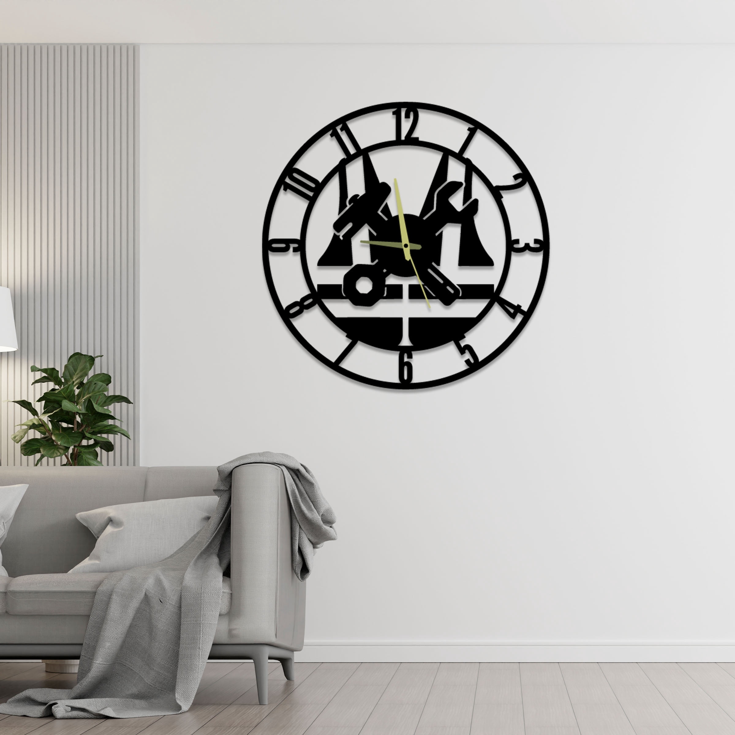 Craftnamesign Worker Laser Cut Metal Wall Clock for Living Room ...