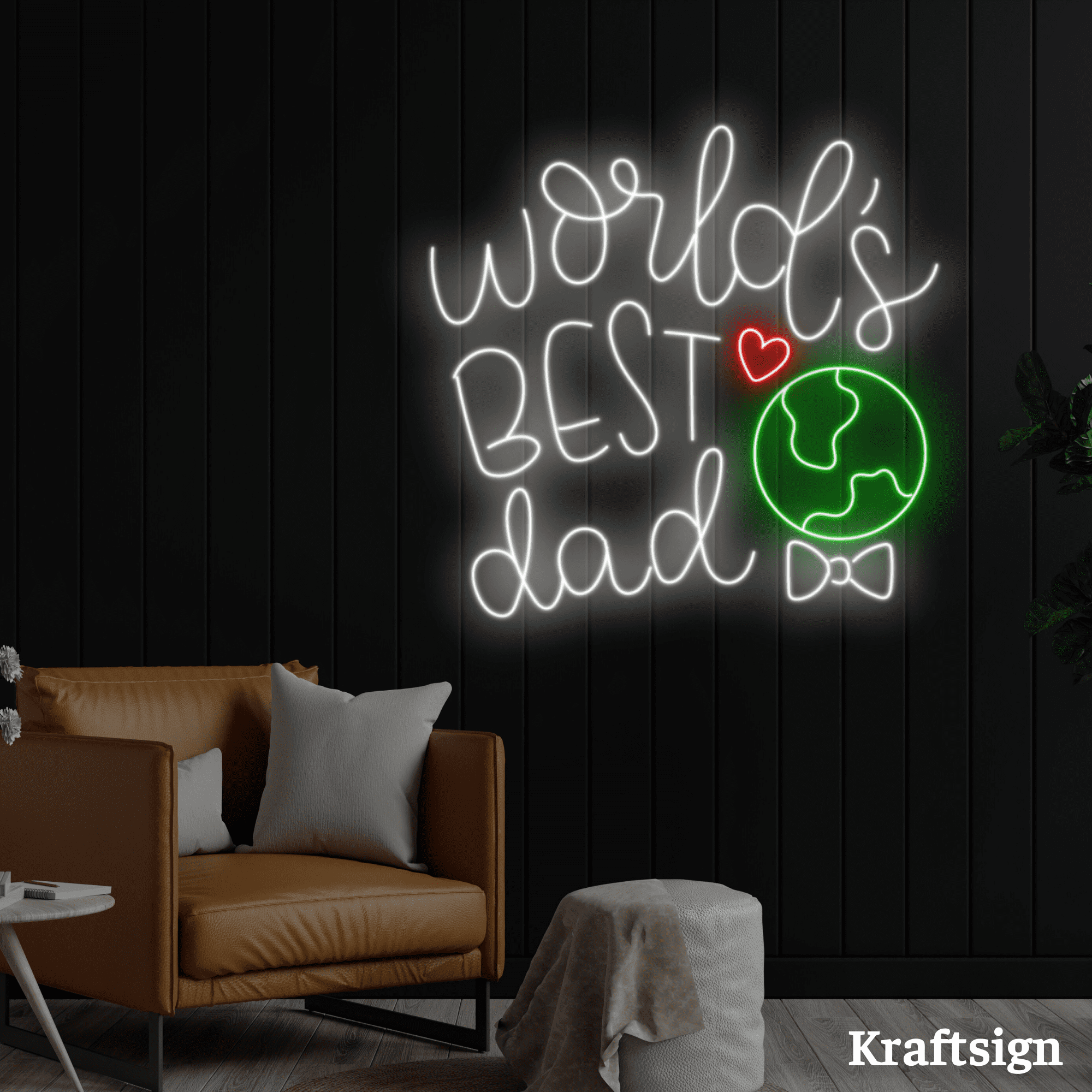 Craftnamesign World Best Dad Neon LED Sign, Father Day Decor, Gift For ...