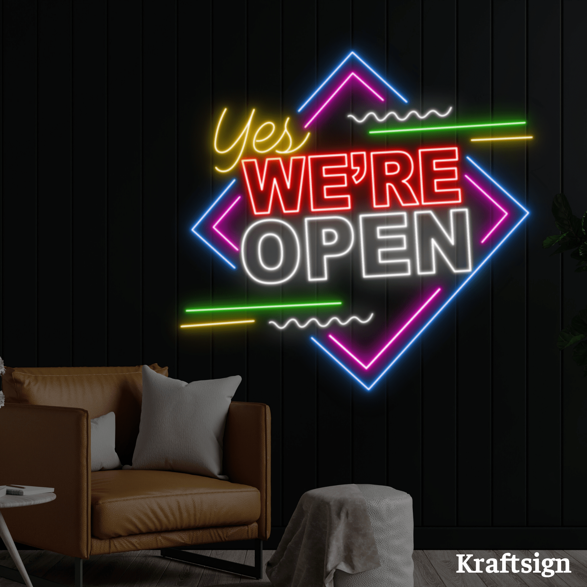 Craftnamesign Yes We're Open Neon Sign, Open Welcome Signage, Shop ...