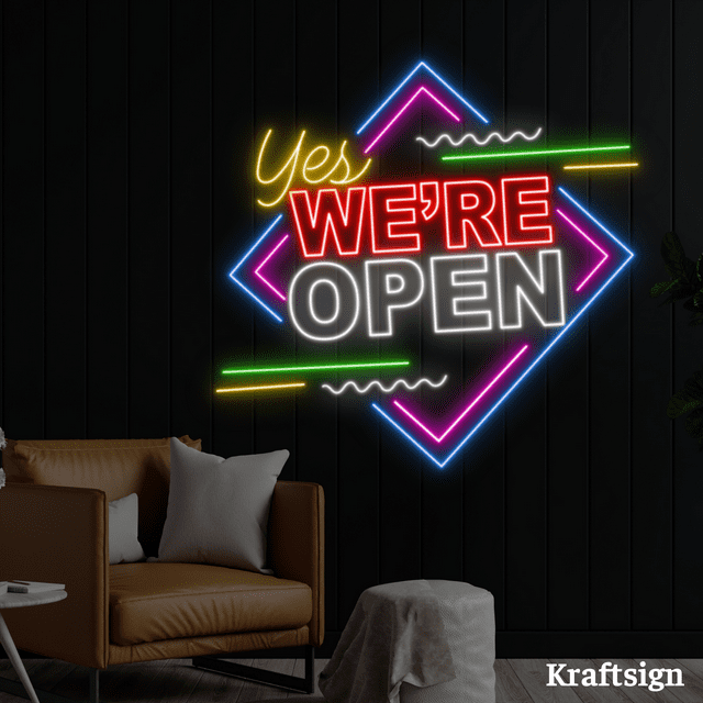 Craftnamesign Yes We're Open Neon Sign, Open Welcome Signage, Shop ...