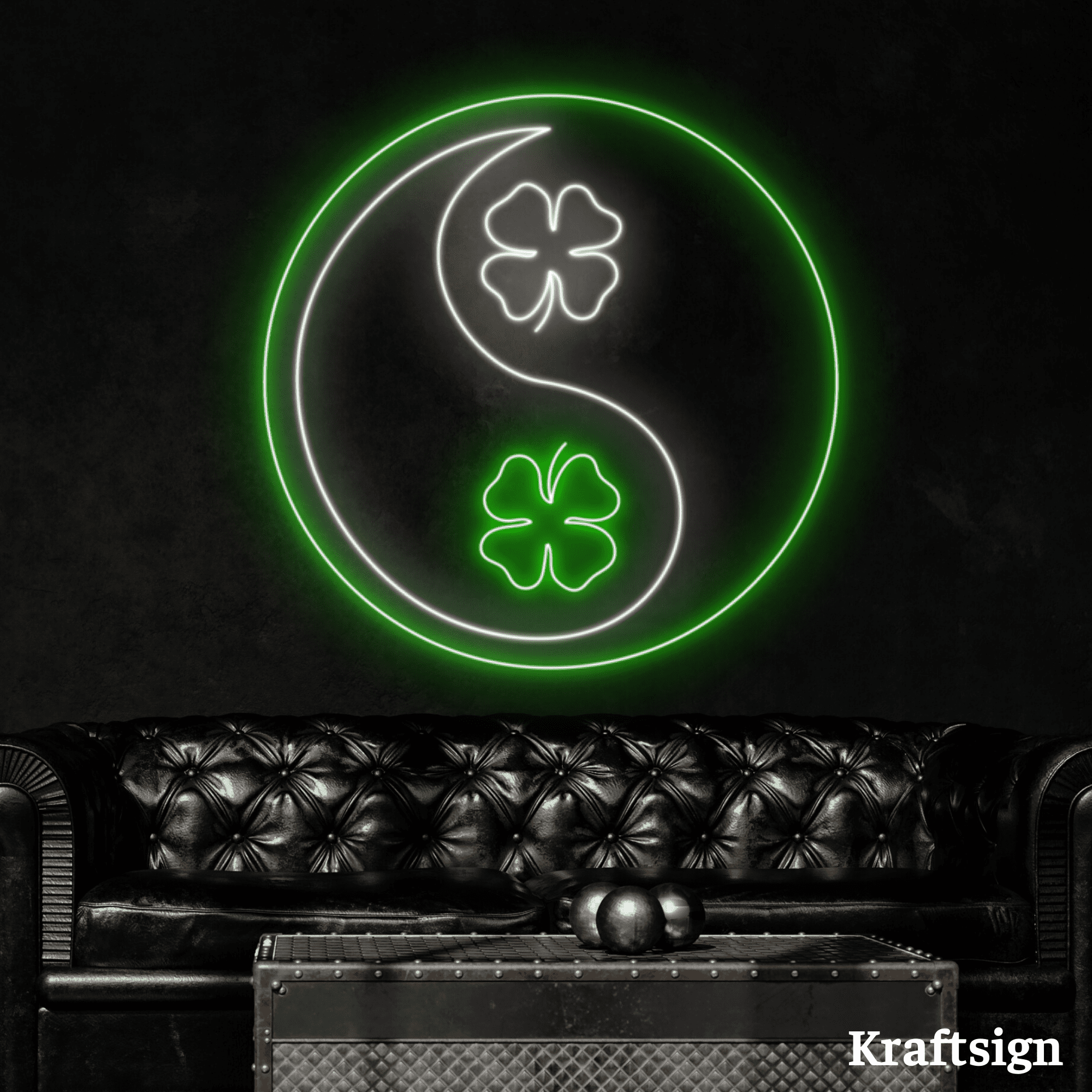 Craftnamesign Yin Yang Neon Sign, Clover Leaf LED Sign, Patrick Day ...