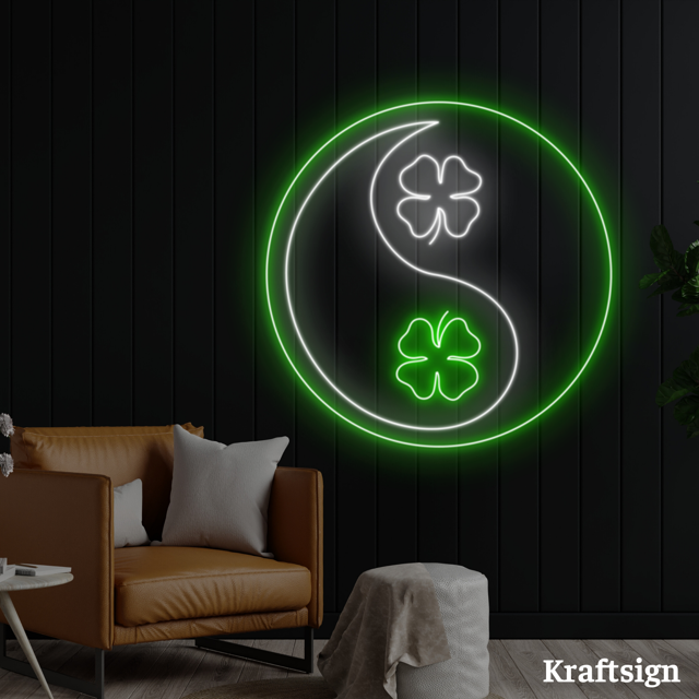 Craftnamesign Yin Yang Neon Sign, Clover Leaf LED Sign, Patrick Day ...