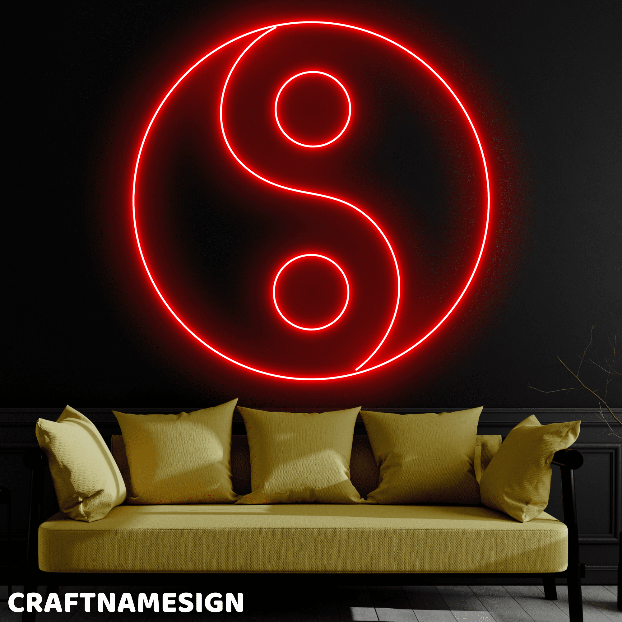 Craftnamesign Yin and Yang Neon Sign, Minimalist Wall Art, Living Room ...