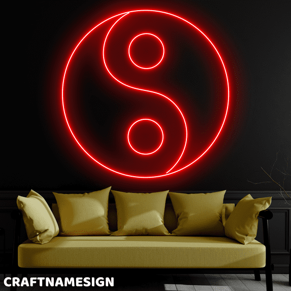Craftnamesign Yin and Yang Neon Sign, Minimalist Wall Art, Living Room ...